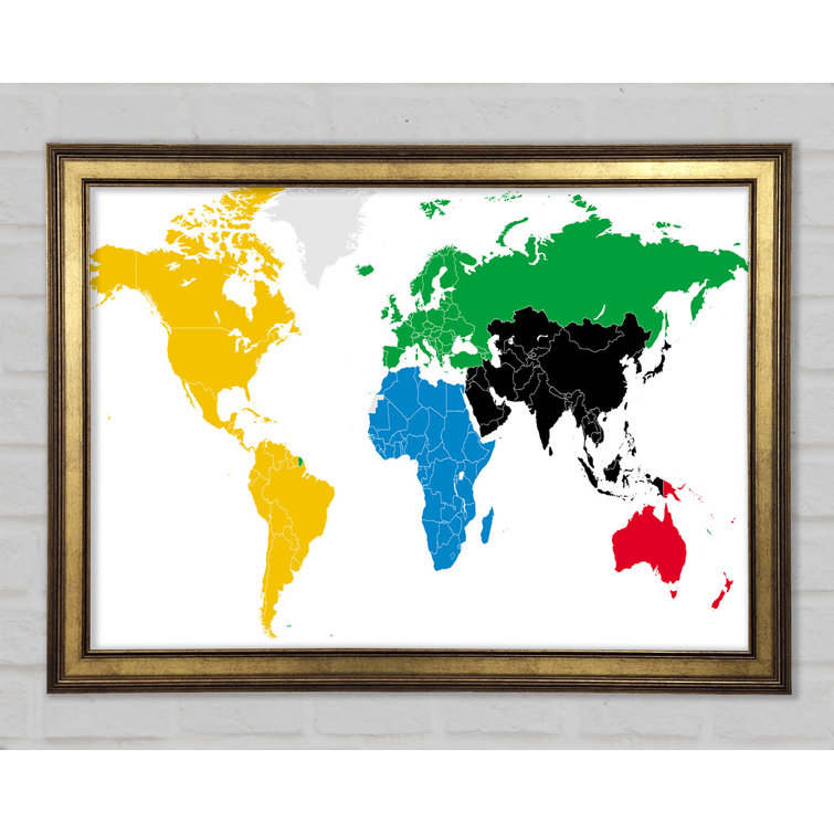 Ebern Designs Colours Of The World Map - Single Picture Frame Print ...