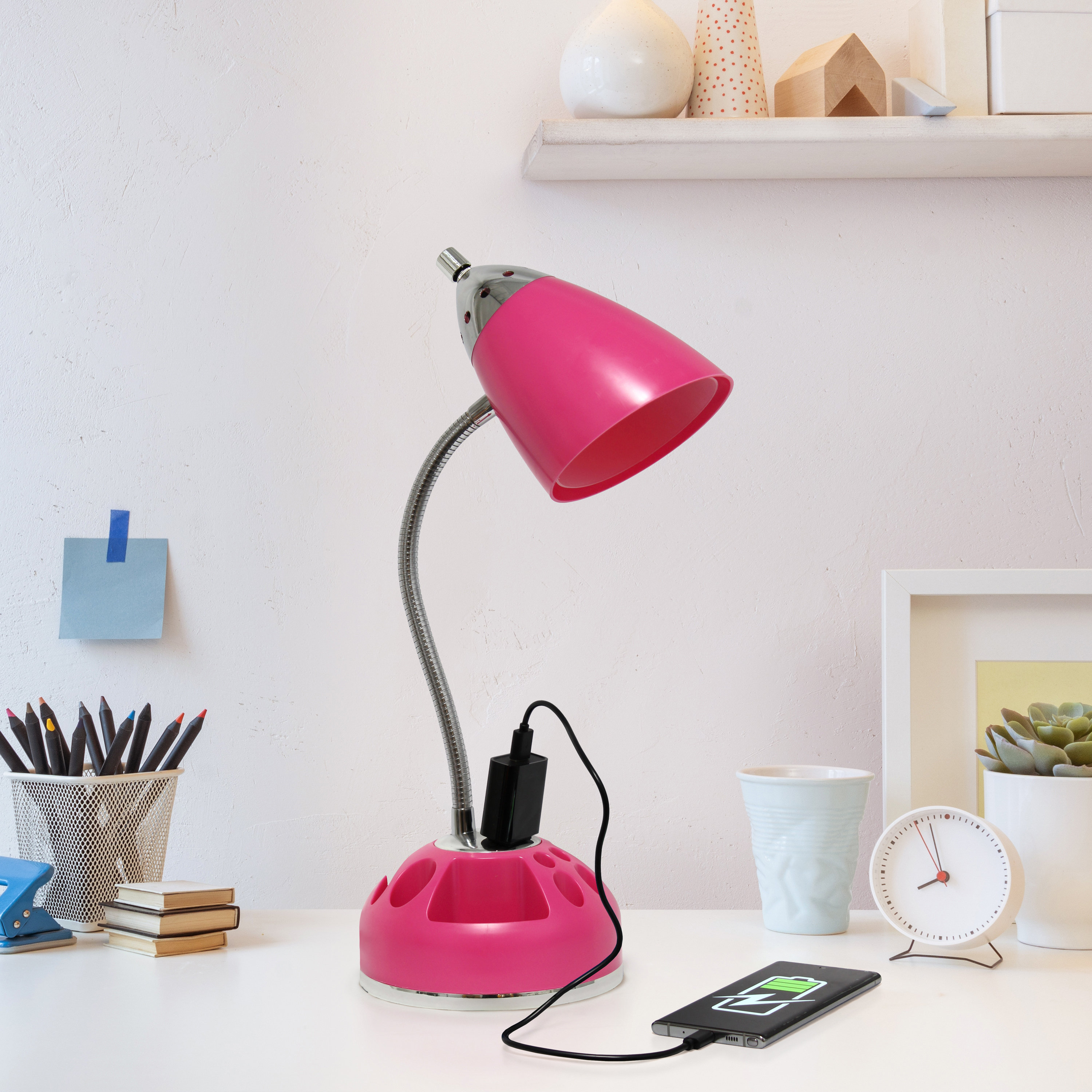 Creekwood Home 19.5" Basic Swivel Desk Lamp With Charging Outlet And ...