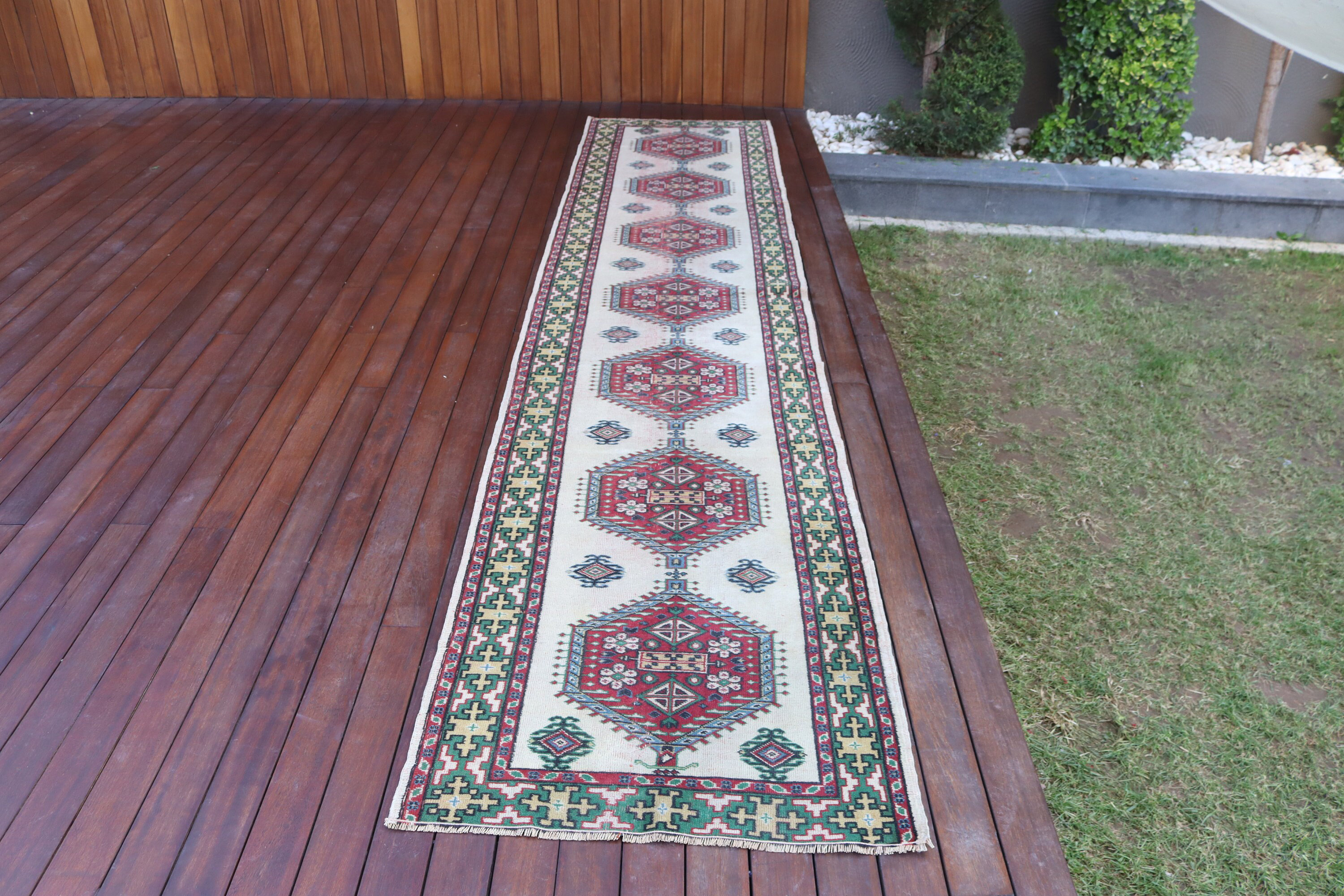 Bungalow Rose Traditional Turkish Runner Rug in Red and Green With ...