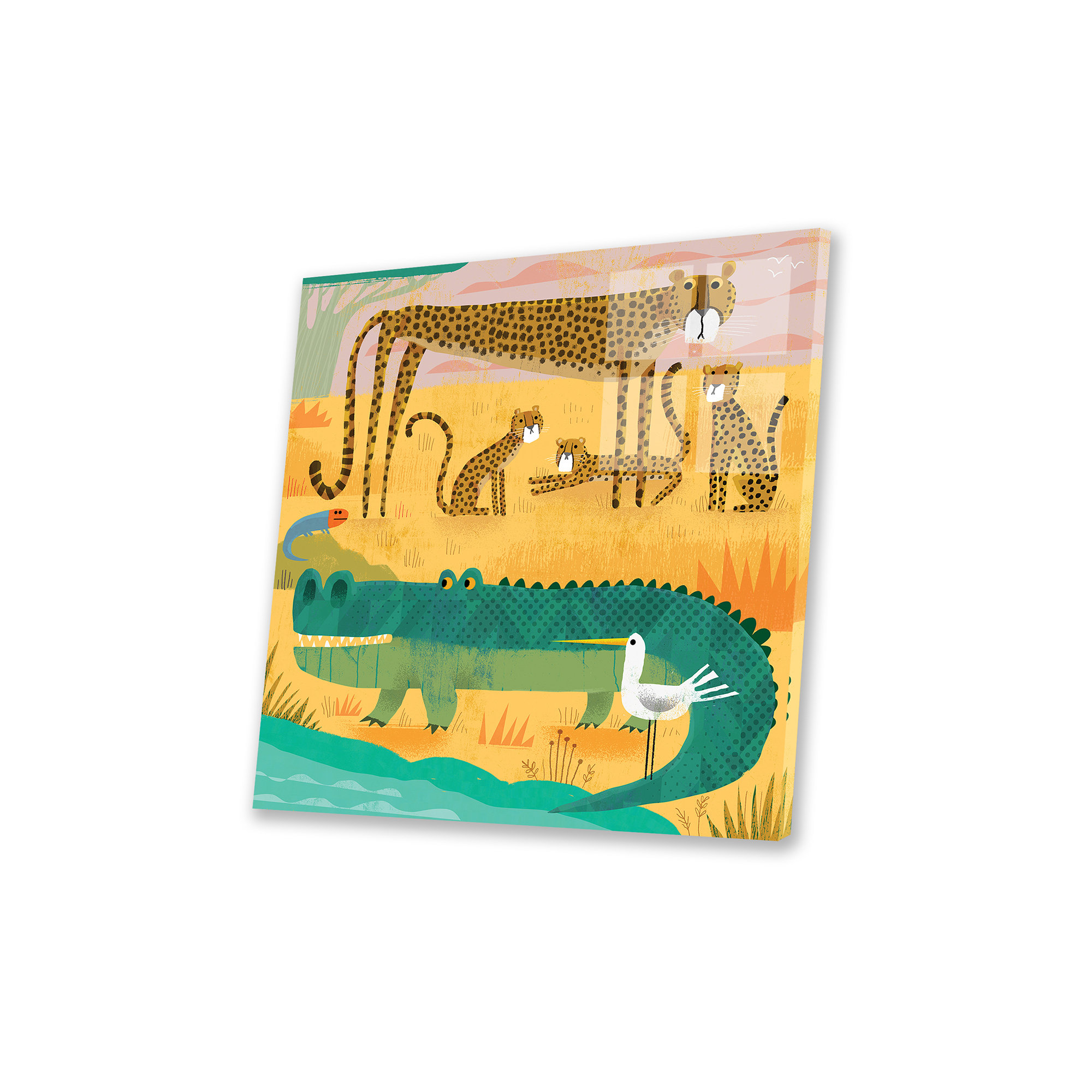 Trinx Croc With Wary Cheetahs On Plastic / Acrylic by Gareth Lucas ...