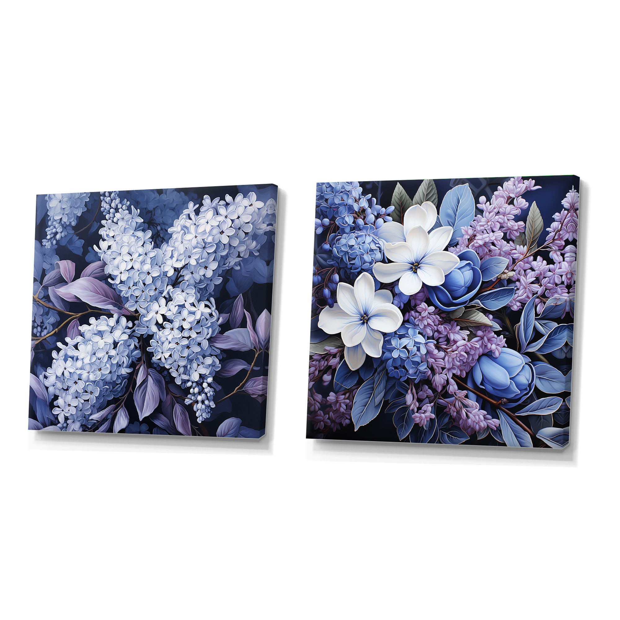 Lark Manor™ Blue Garden Of Lilacs - Lilacs Square Collage Set Of 2 ...