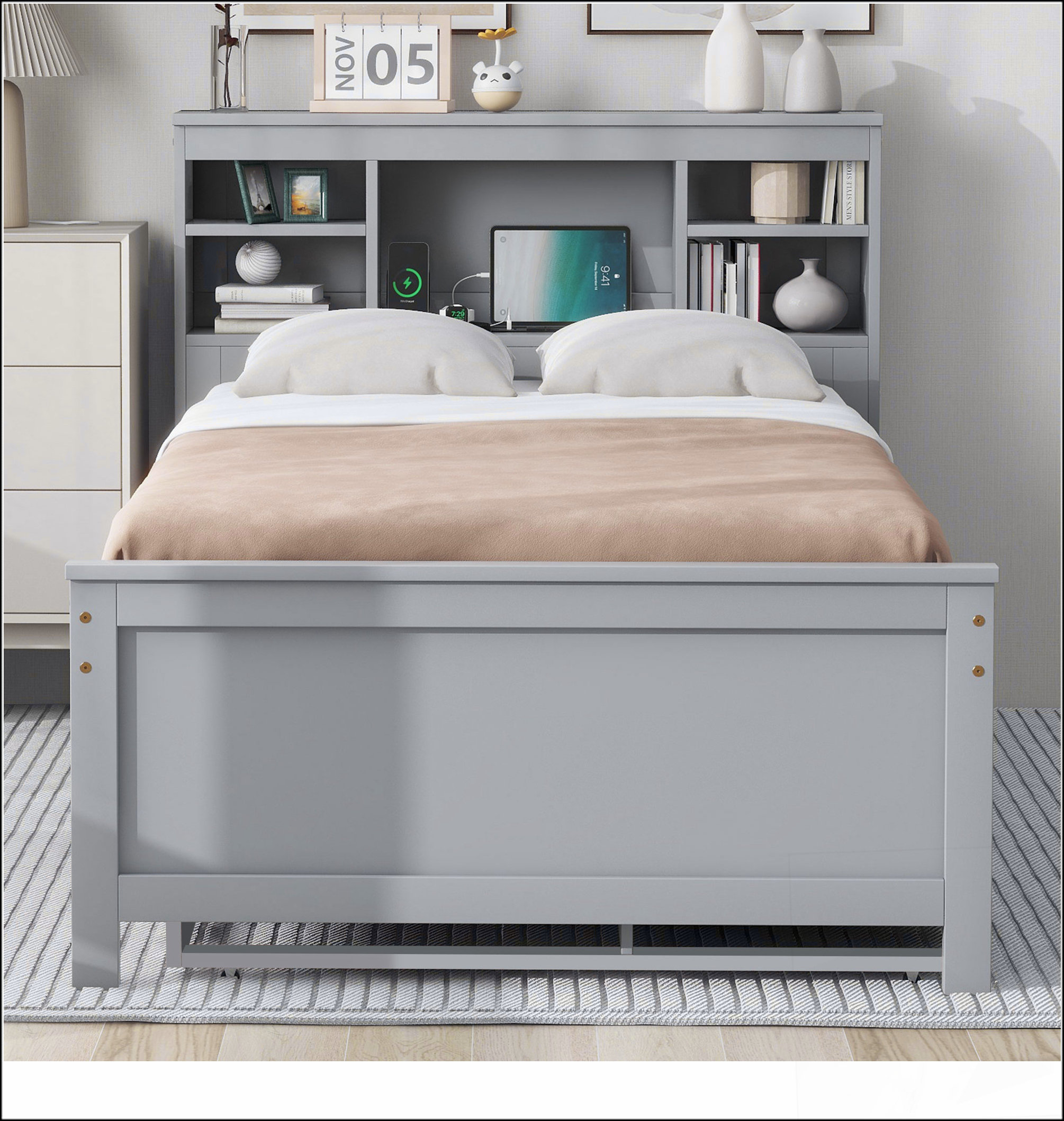 Red Barrel Studio Platform Bed With Storage Headboard, USB, Trundle And ...