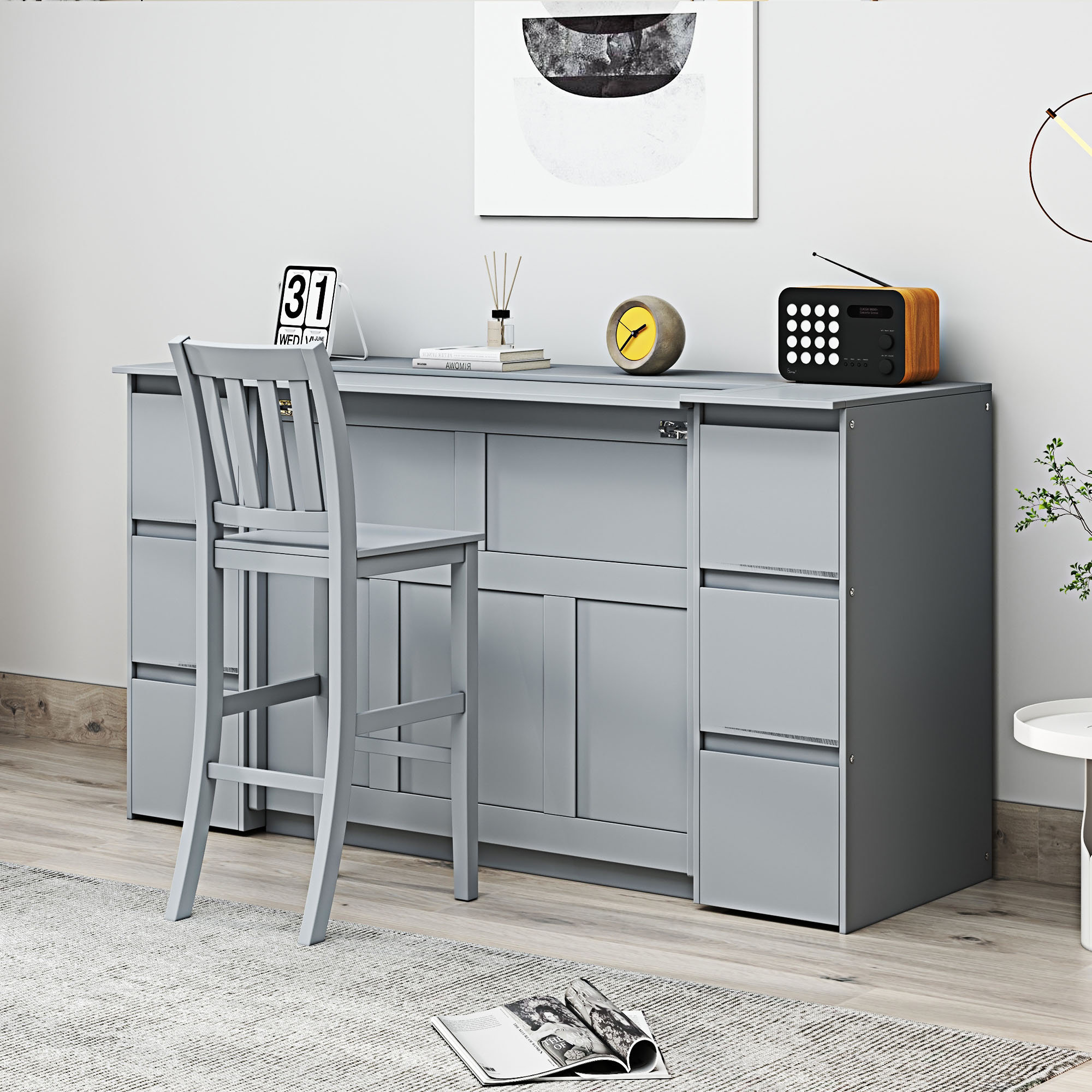 17 Stories Modern Murphy Bed with Drawers Cabinets and USB Ports - Wayfair Canada