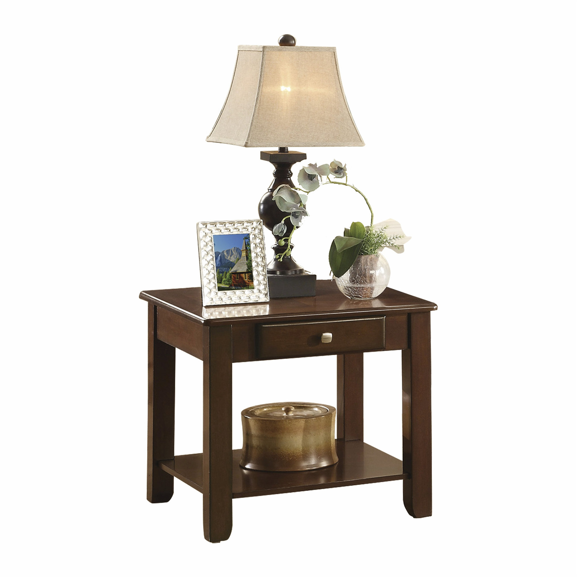 One Allium Way® End Table With Drawer And Shelf, Wooden Frame Side ...