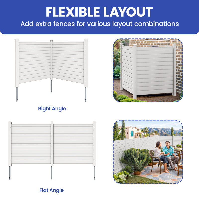 Edrosie Inc 50" W x 50" H 2 Panels Outdoor PVC White Fence | Wayfair