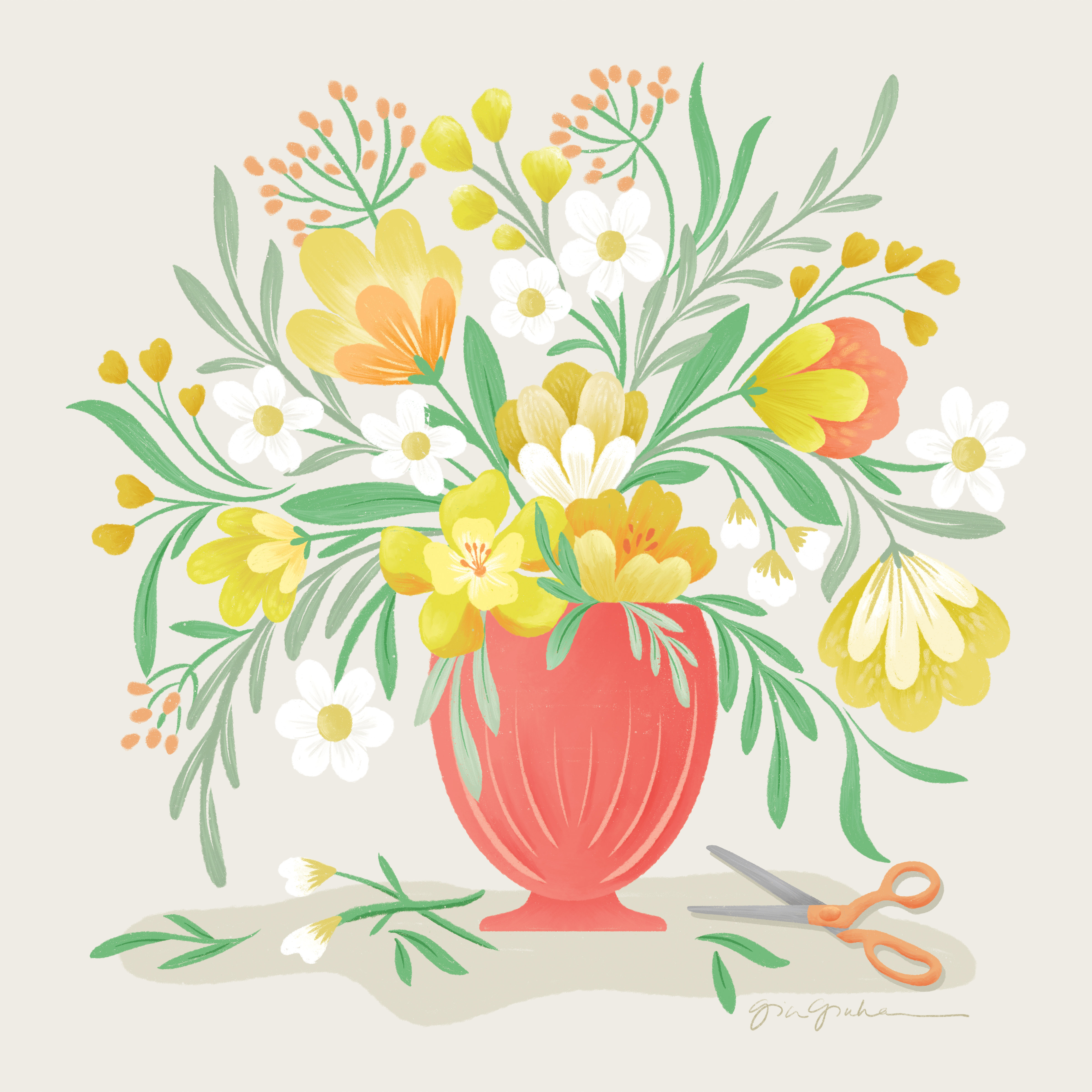 Winston Porter Sunny Bouquet On Canvas by Gia Graham Print | Wayfair
