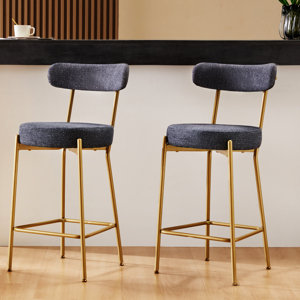 Mercer41 25" Modern Gold Bar Stools Set Of 2 Counter Height Bar Stools ...