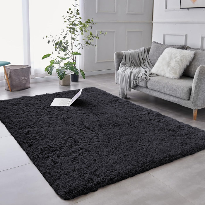Mercer41 Black Modern Shag Rug – Soft & Durable Accent Carpet | Wayfair