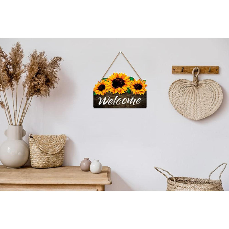 August Grove® Sunflower Welcome Sign For Front Porch | Wayfair