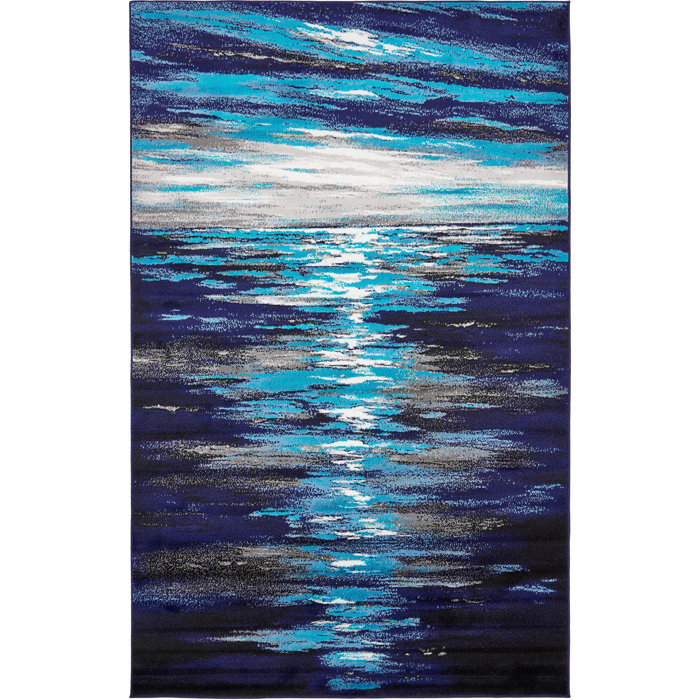 Wrought Studio Sidney Performance Navy Blue Rug & Reviews | Wayfair