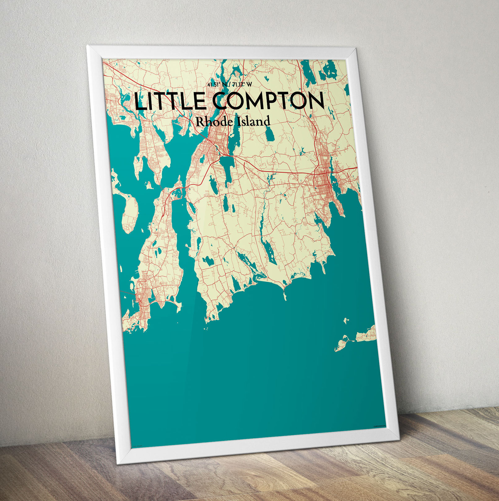 Wrought Studio™ 'Little Compton City Map' Graphic Art Print Poster in ...