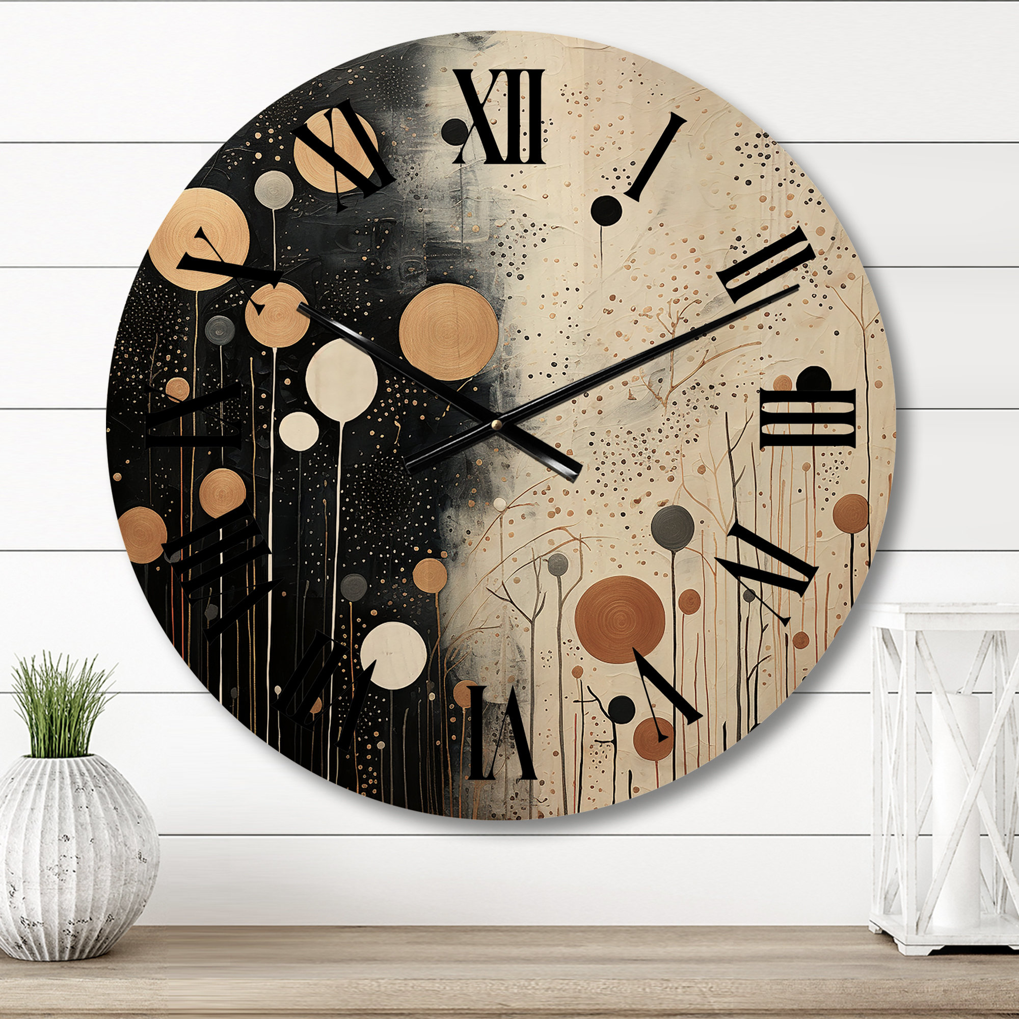 East Urban Home Monochrome Medley II - Abstract Collages Oversized Wood ...