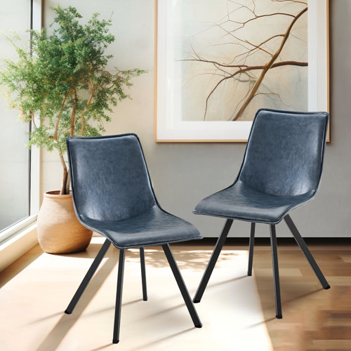 Blue Genuine Leather Kitchen & Dining Chairs You'll Love | Wayfair