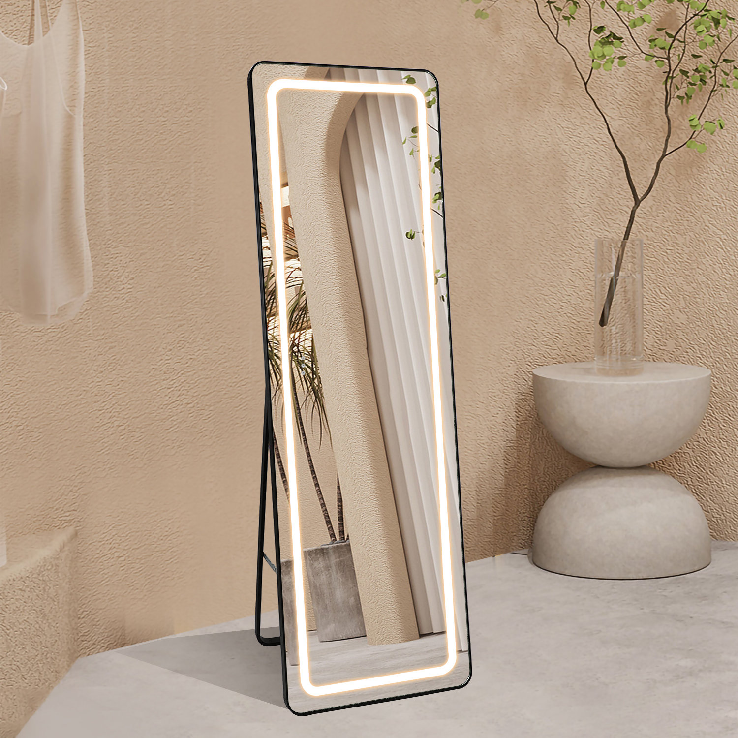 Orren Ellis Myianna 63in Standing Bathroom Mirror Adjust 3 Color ...