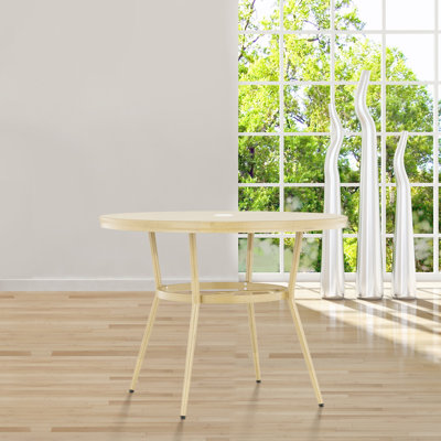 Mercer41 Hael Outdoor Patio Round Metal Dining Table | Wayfair