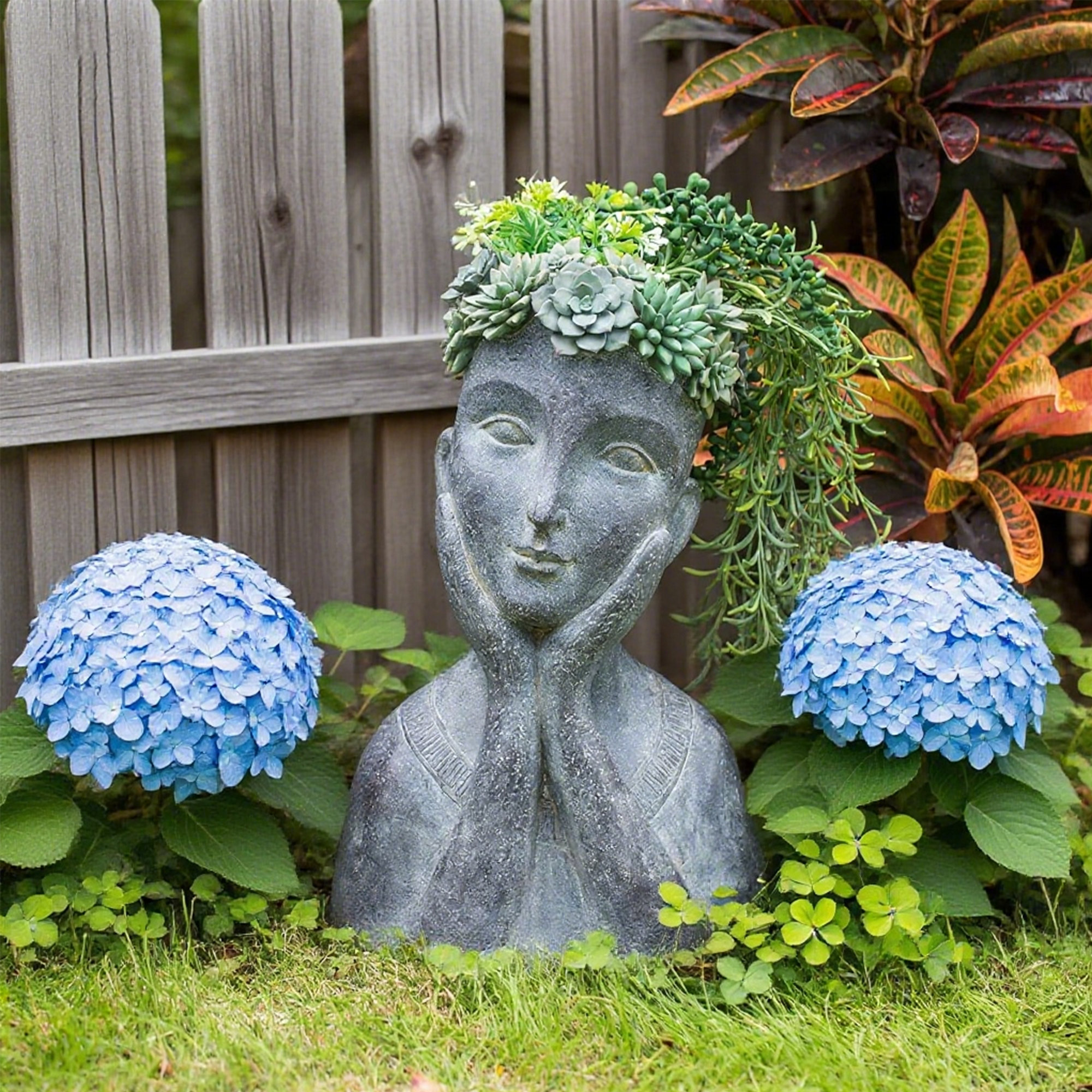 Lark Manor™ Face Succulent Planter Pot - 16.5In Indoor Outdoor Head ...