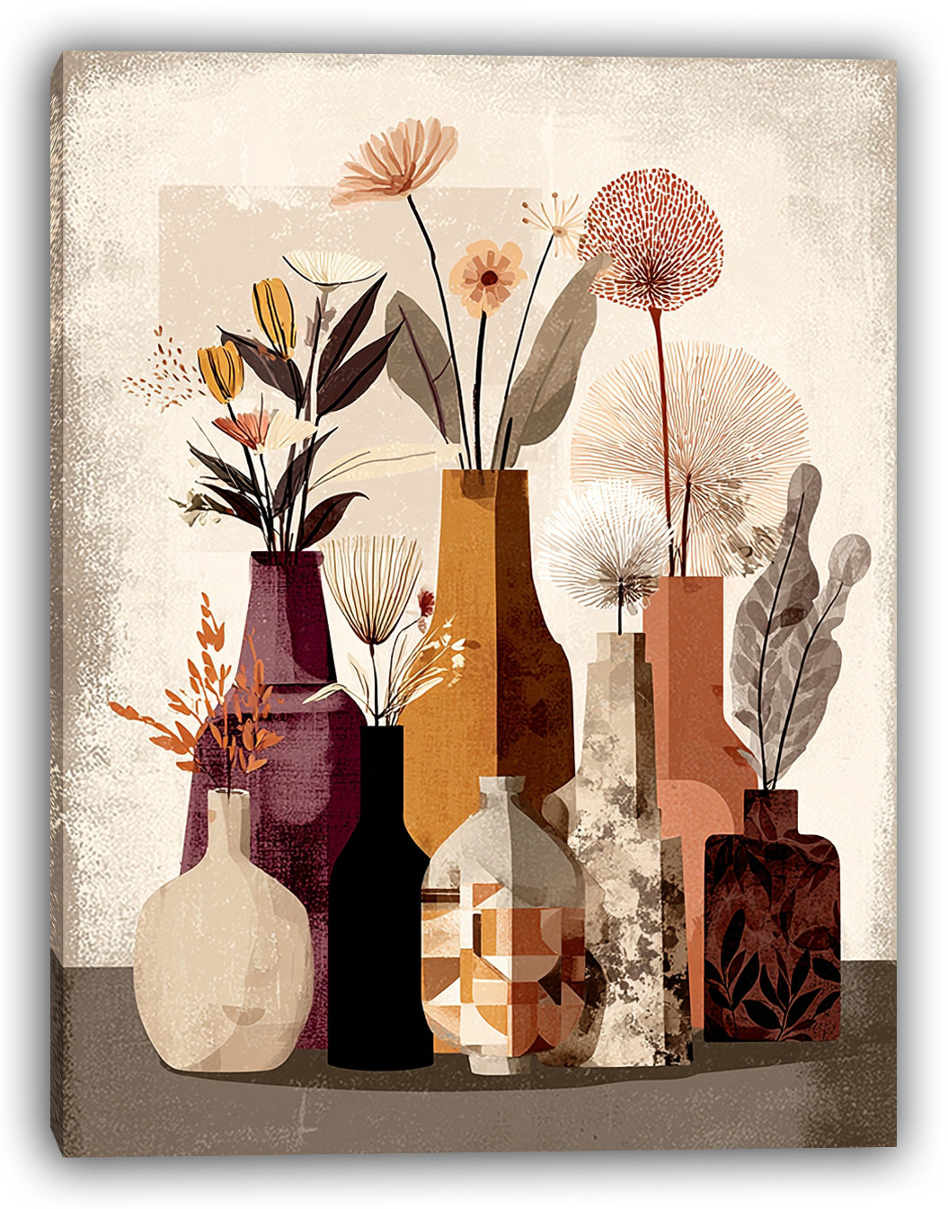 Lark Manor™ Modern Harvest - Neutral Floral Vase Abstract Canvas Art ...
