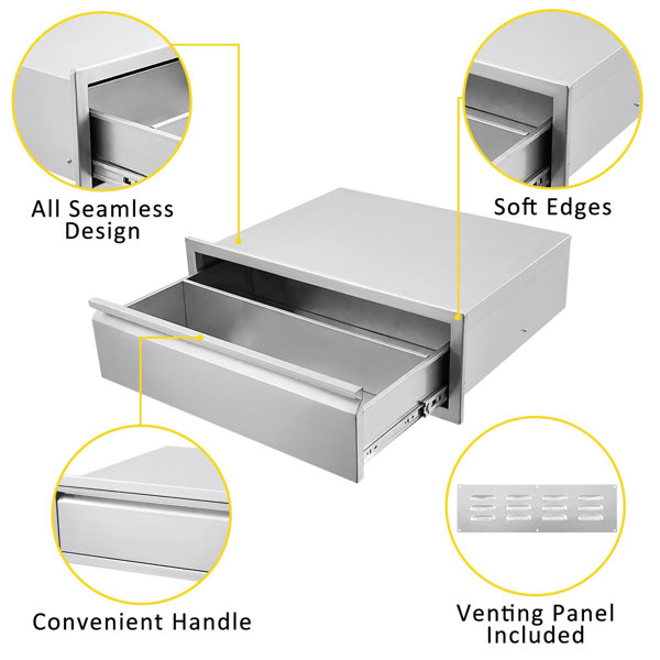 babevy Outdoor Kitchen Drawers - Stainless Steel Flush Mount Triple ...