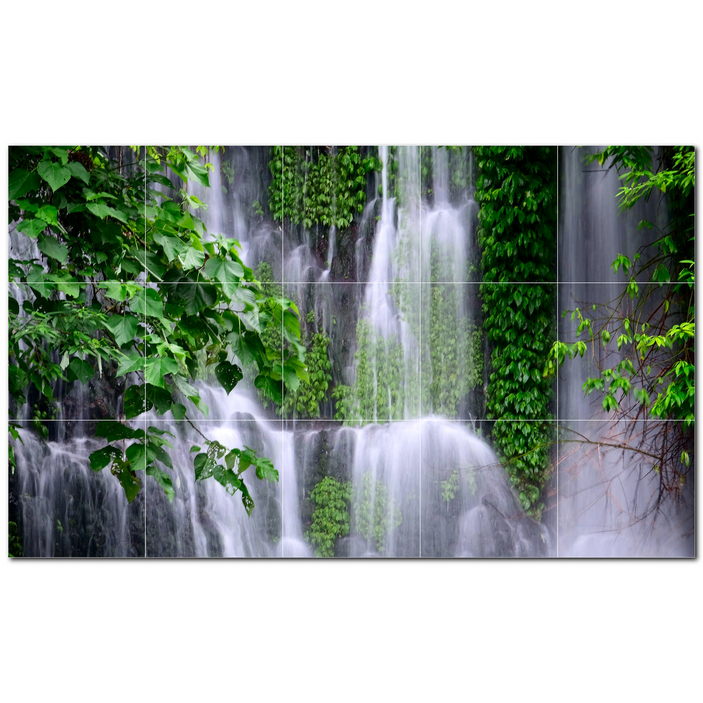 Picture-Tiles.com 60" x 36" Ceramic Waterfalls Photo Decorative Mural ...