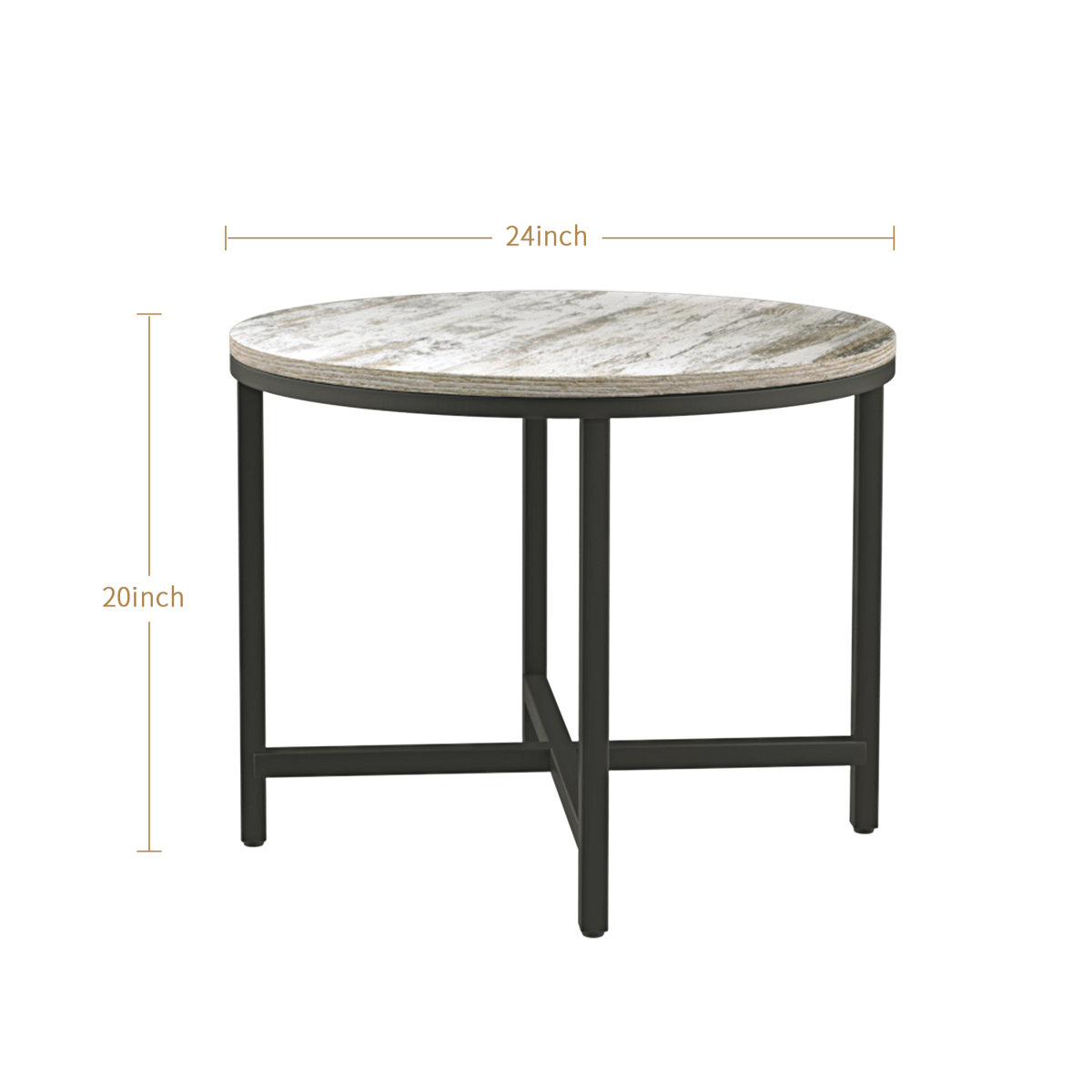 17 Stories 24 Inches Round Coffee Table With Metal X-Base & Reviews ...