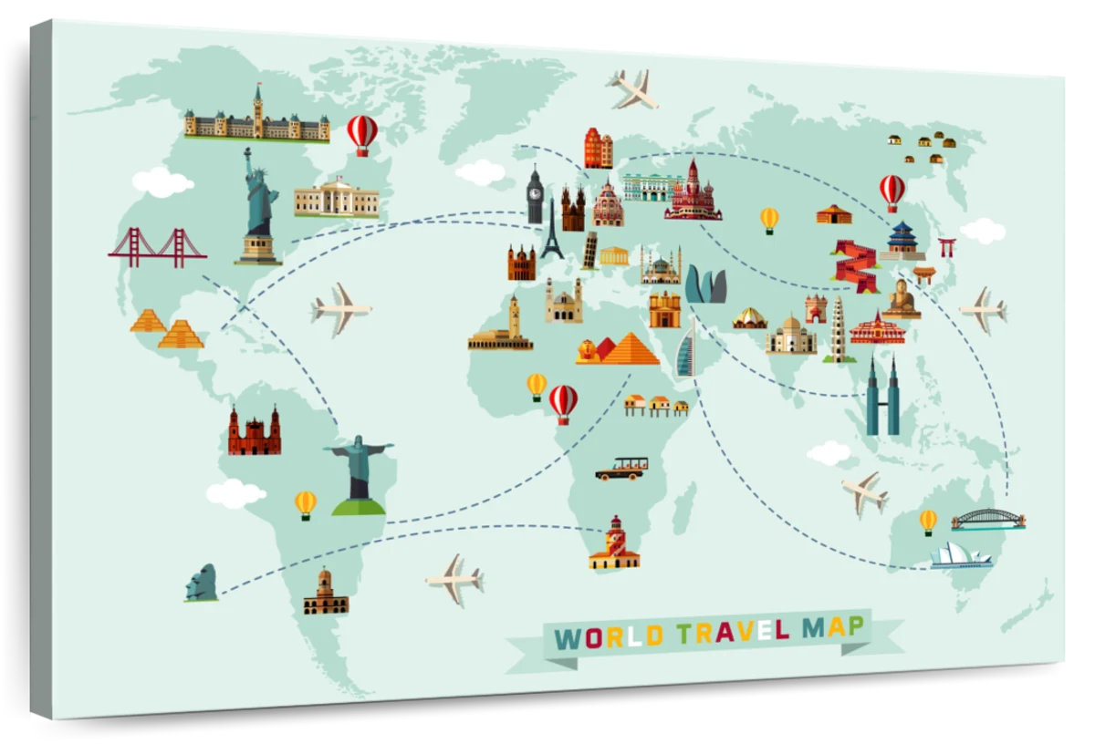 Breakwater Bay Aliaz Famous Landmarks World Map | Wayfair