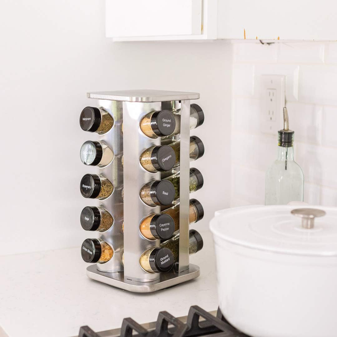Ivy Bronx 20 Jar Spice Rack With Spices Included - Revolving Tower ...