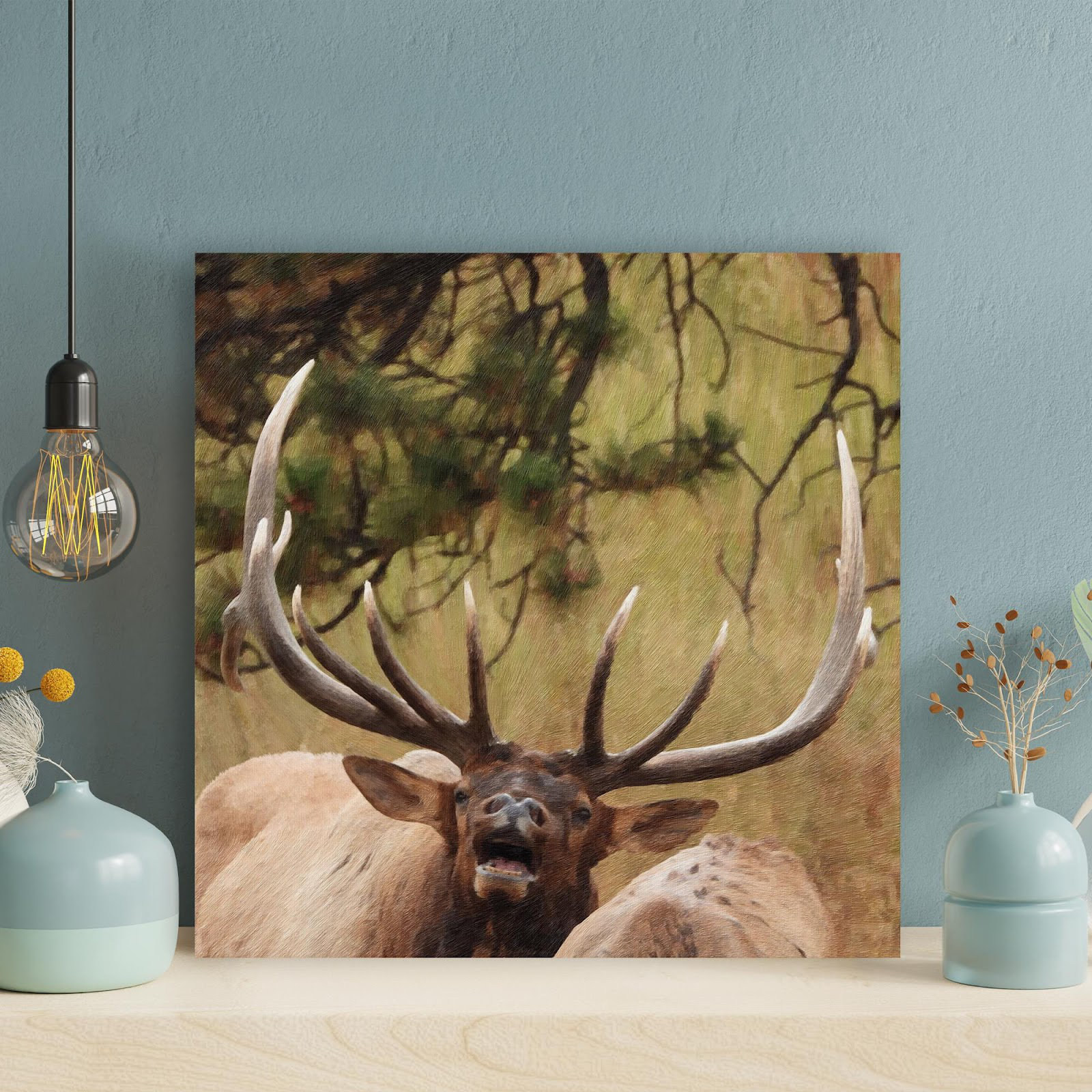 Loon Peak® A Brown Deer With Horns In The Woods During Daytime 1 - 1 ...