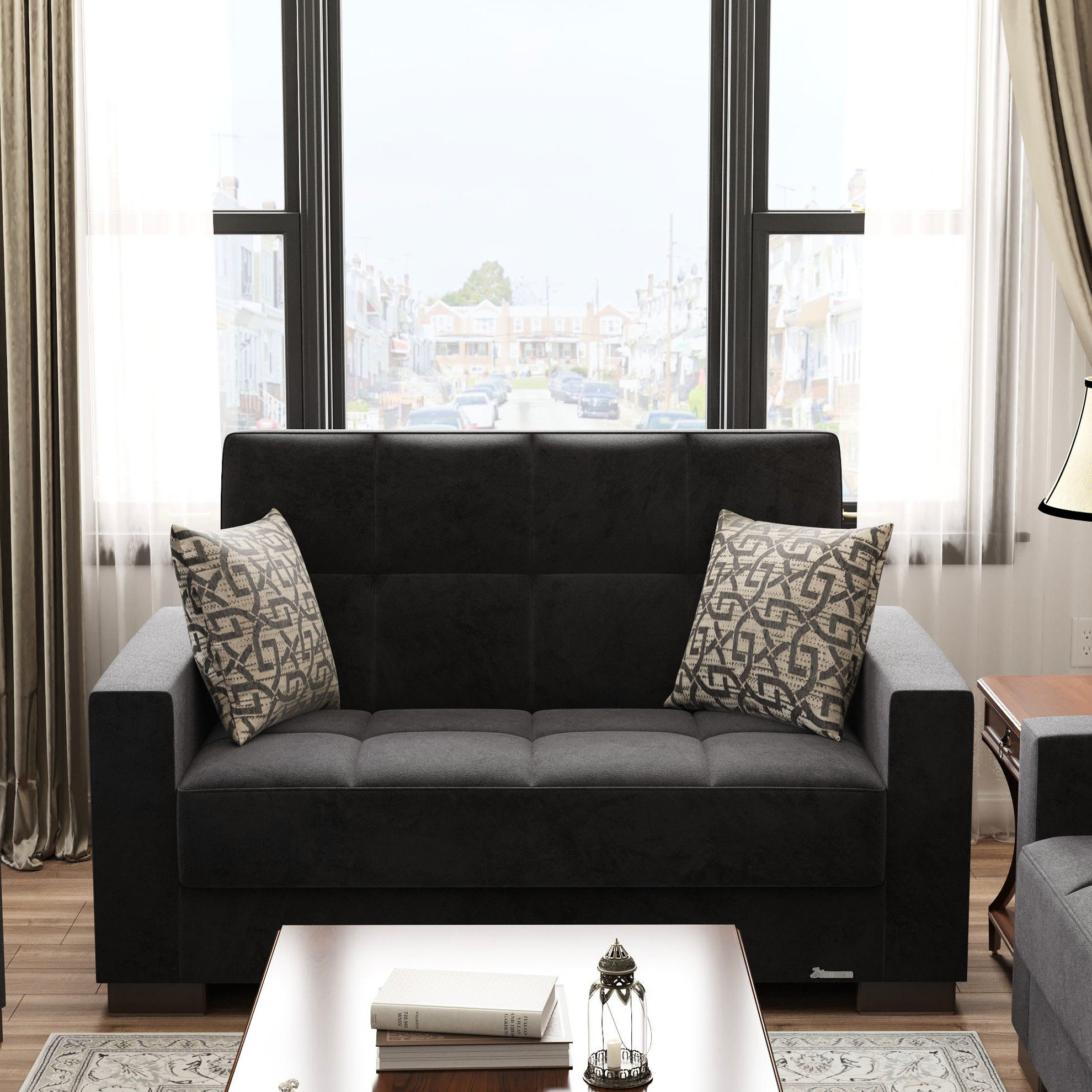Latitude Run® Upholstered Storage In Black Microfiber: Transform Your ...