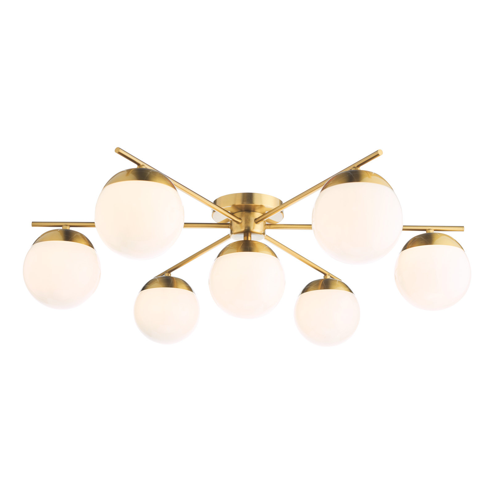 Canora Grey Bombazine 7 Light Semi-Flush Natural Brass and Opal Glass ...
