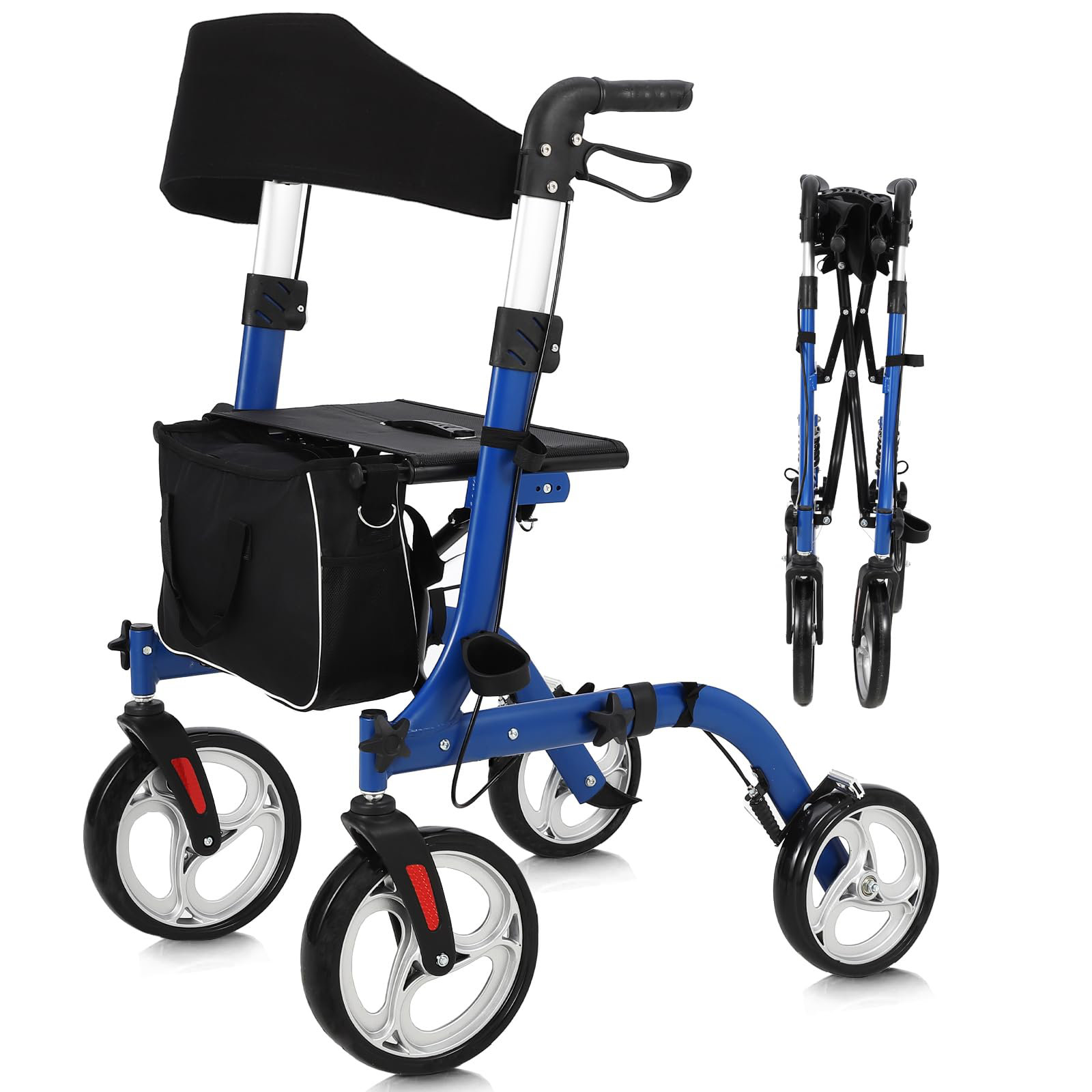 GarveeHome All Terrain Rollator Walker with Seat, Backrest, Handles ...