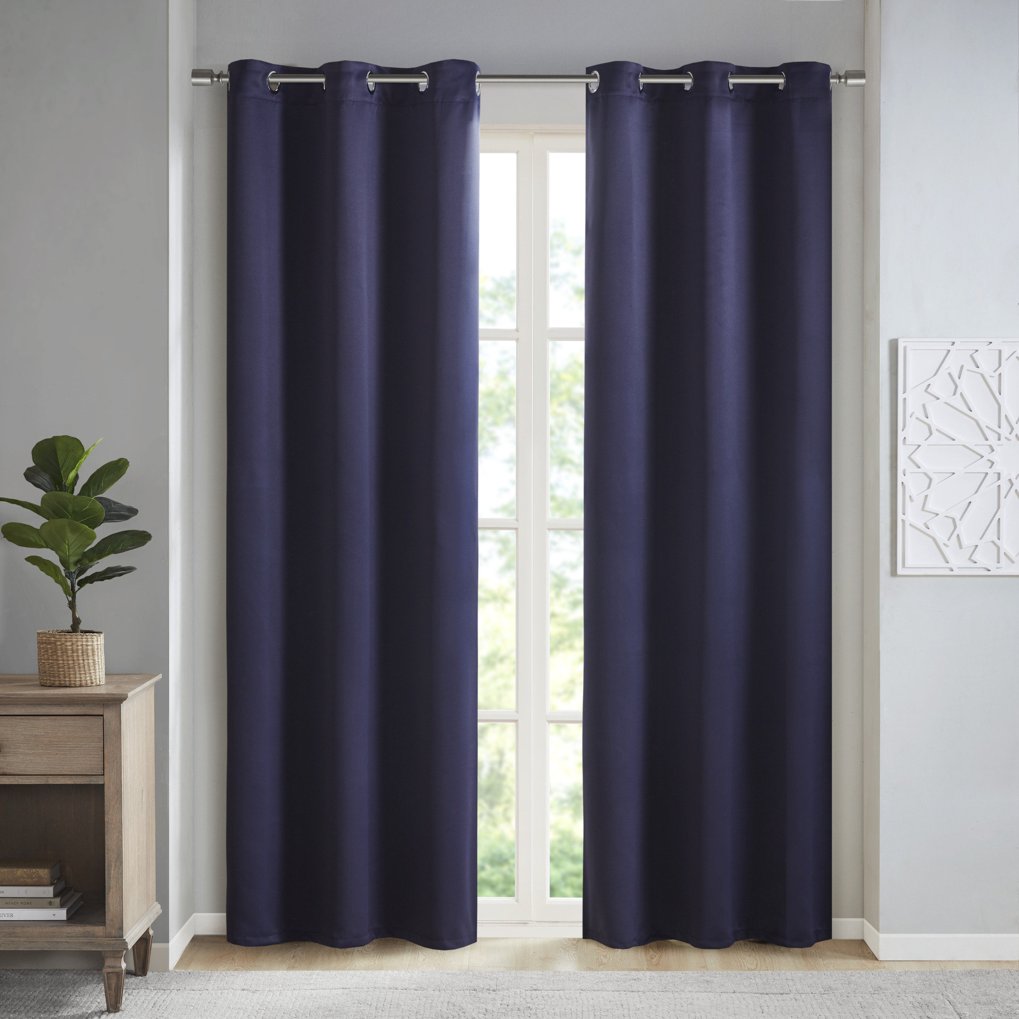 Steelside™ Cody Triple Weave Solid Blackout Thermal Grommet Curtain ...