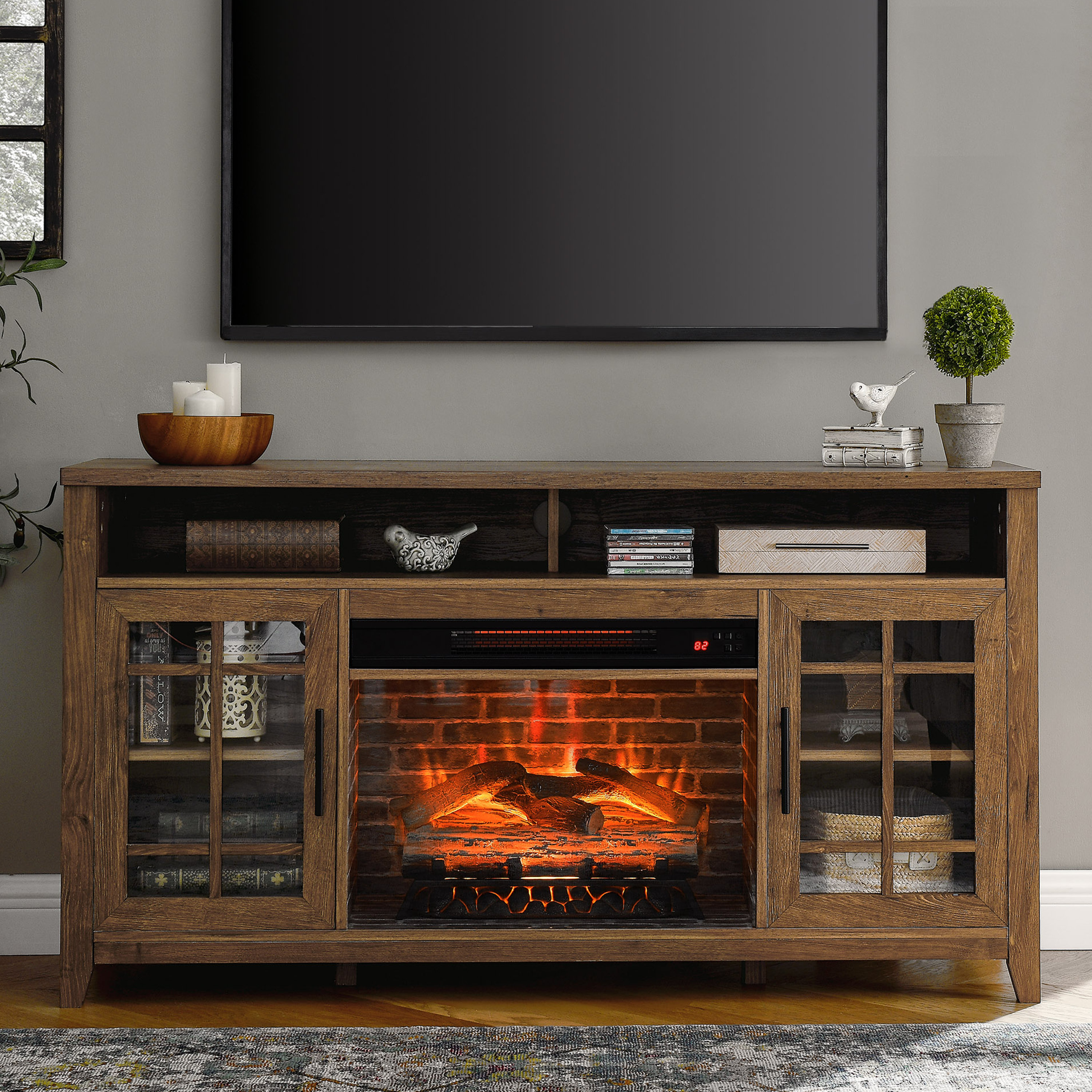 August Grove® 55“ Fireplace TV Stand, Entertainment Center with 23 ...