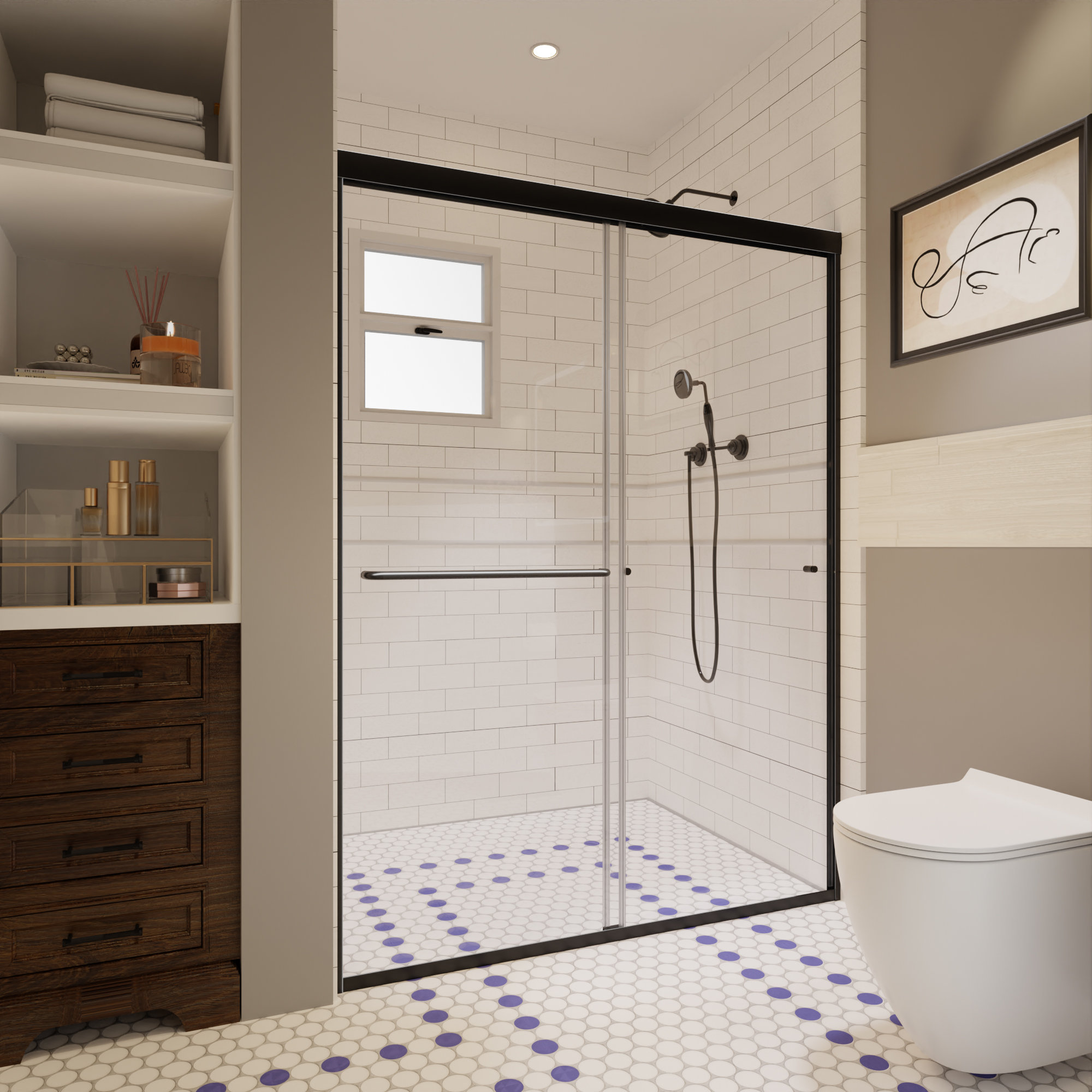 Exbrite 50 54 W X 72 H Semi Frameless Shower Door With Clear