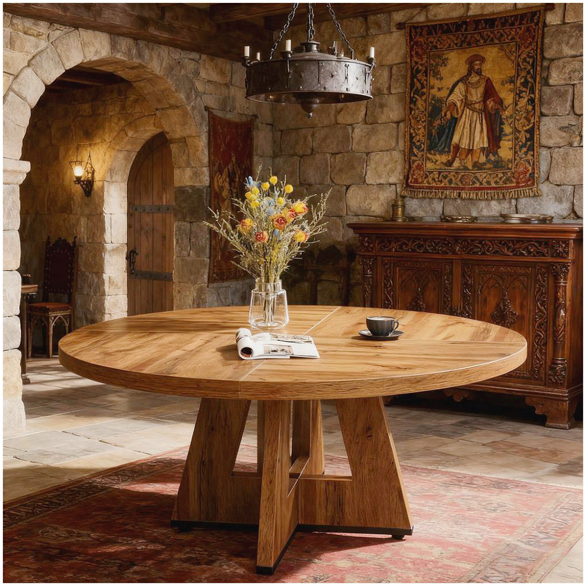 Latitude Run® 47 Inch Wood Dining Table Round Dining Table (Just 1pcs ...