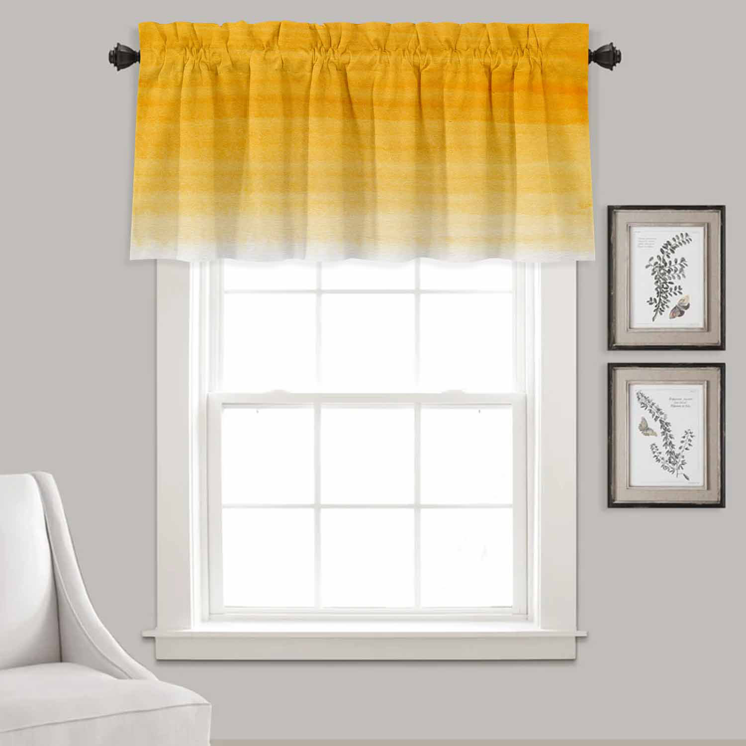 Wrought Studio™ Yellow 52"W Abstract Watercolor Orange Window Valance ...