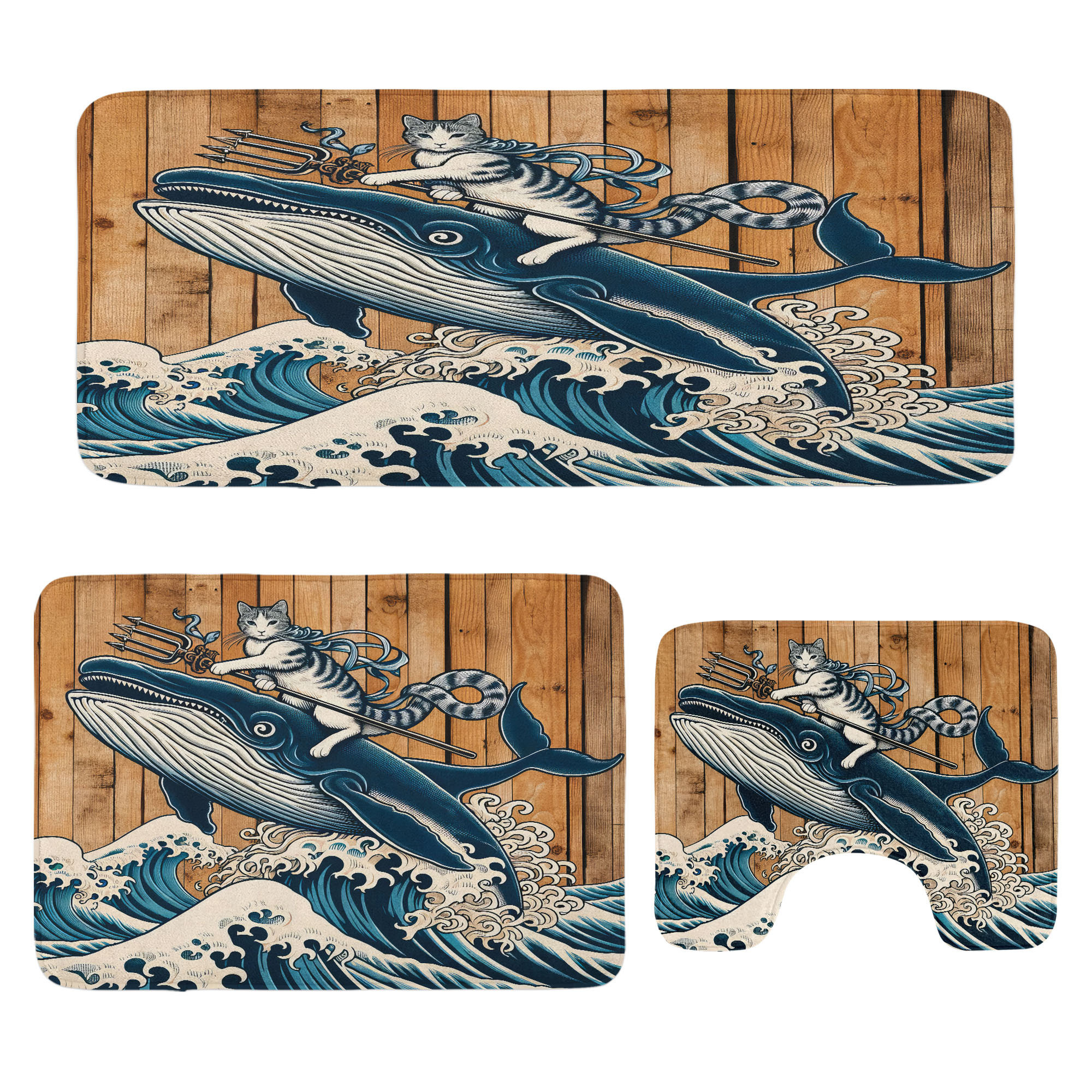 East Urban Home Nautical Bathroom Rug Set 3 Pieces U-Shape & Rectangle ...