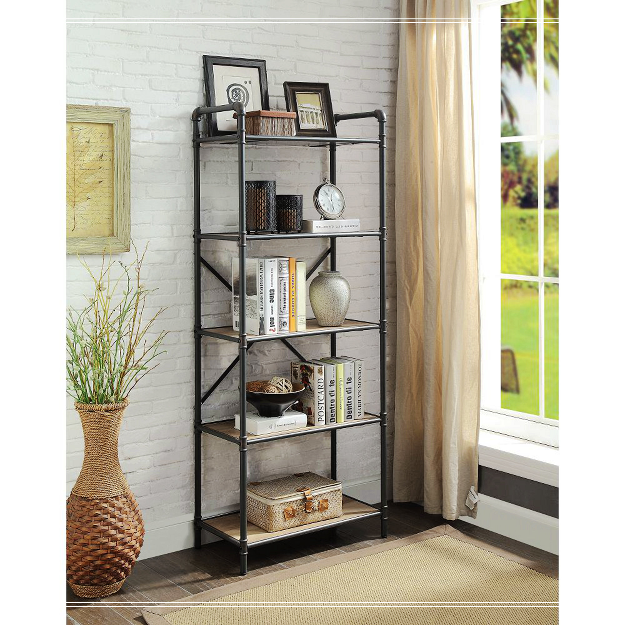 Williston Forge Jobani Bookcase with 5 Wooden-Fixed Shelves | Wayfair