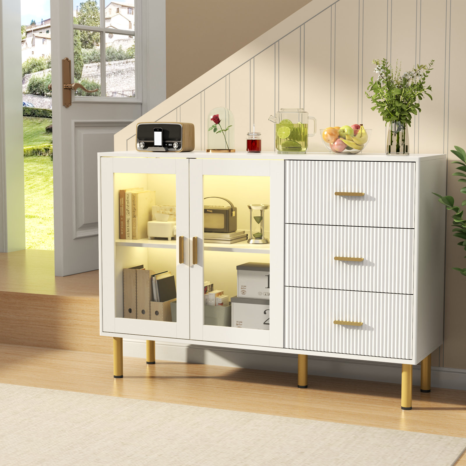 Mercer41 Fazila 47.24'' Wine Bar Cabinet with LED Light, Coffee Bar ...