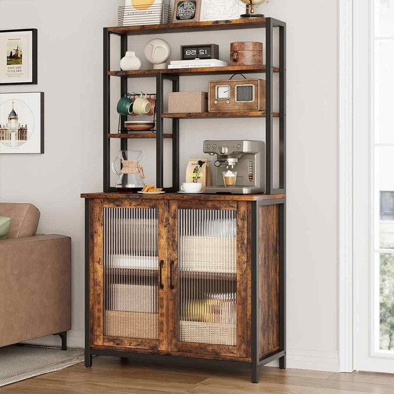 17 Stories Bakers Rack with Cabinet,Microwave Stand with Storage Tall ...