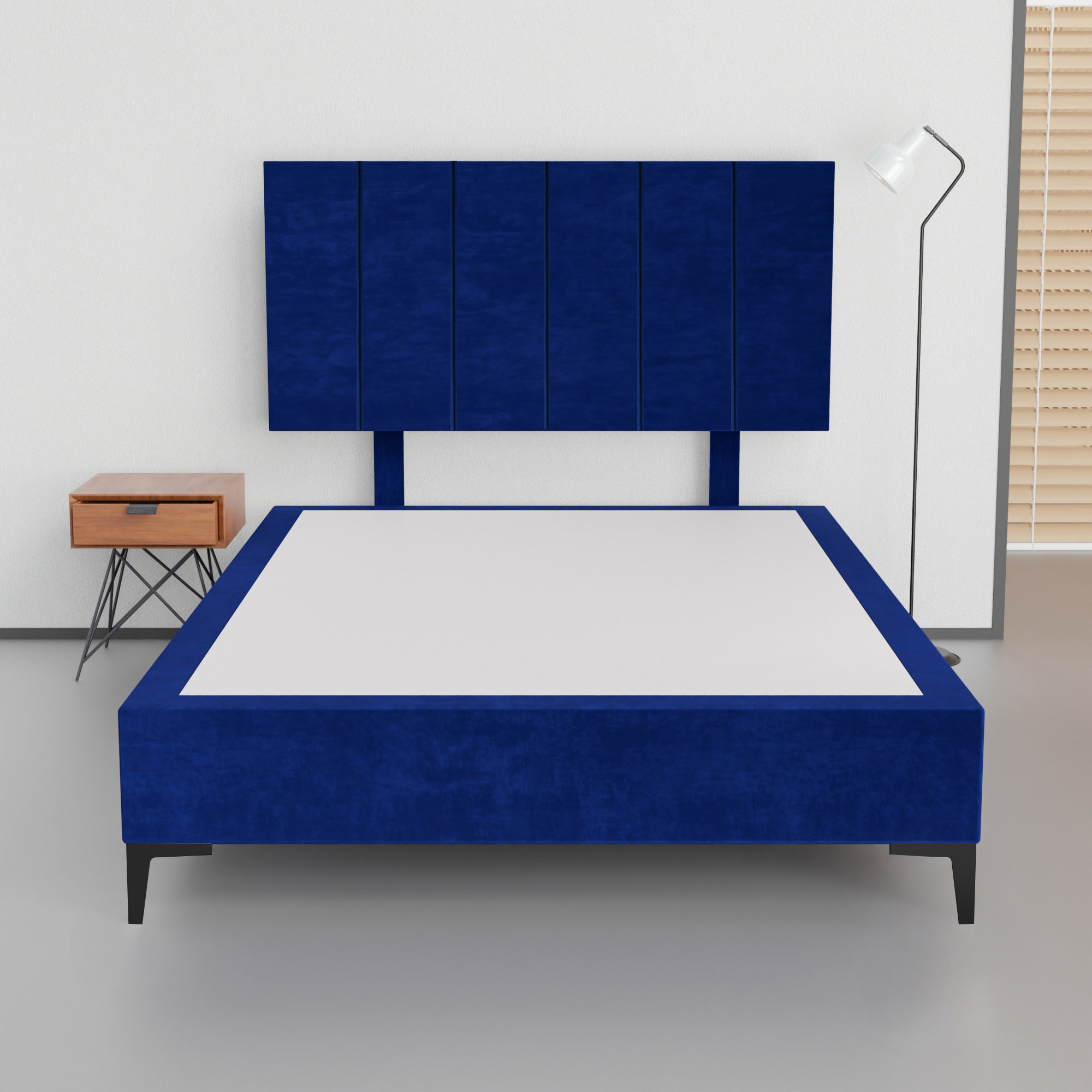 Mercer41 15 Premium Velvet Wood Box Spring/Bed Frame With Headboard ...
