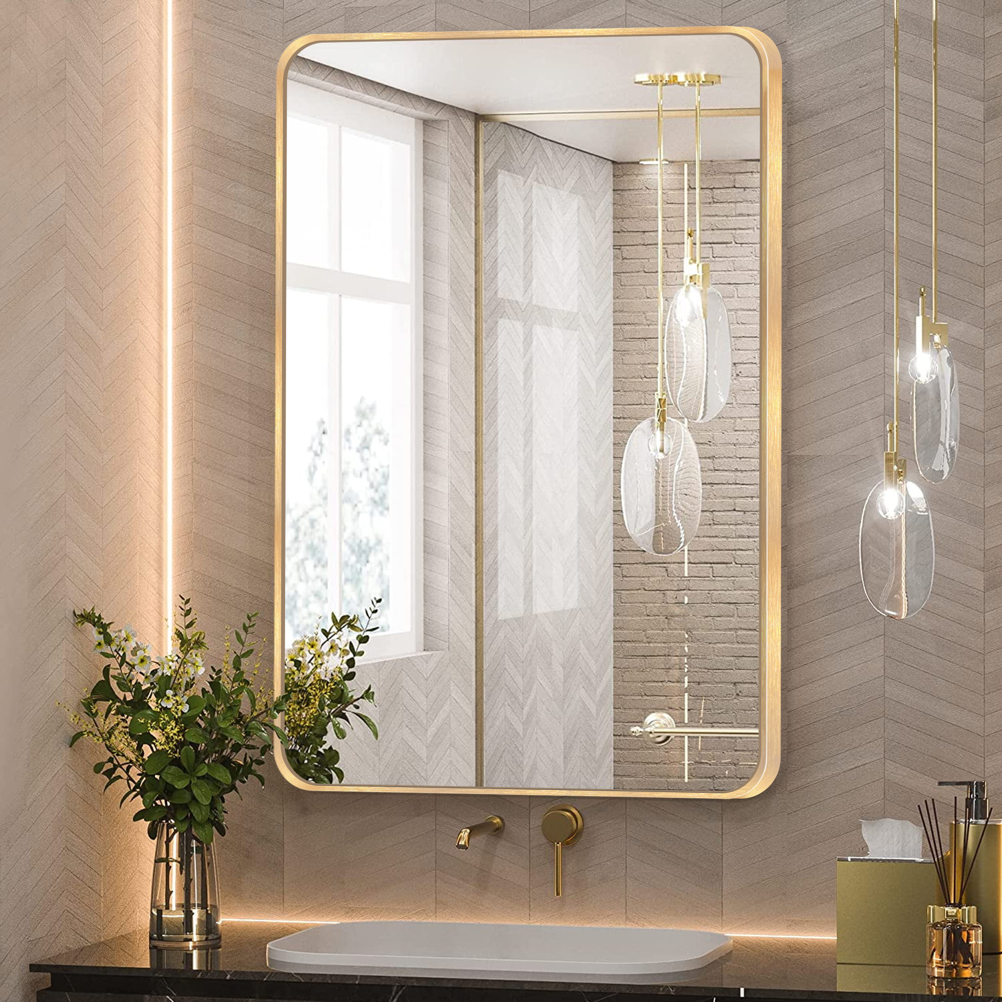 Ebern Designs Chassin Wall Mount Bathroom Rectangular Vanity Mirror ...