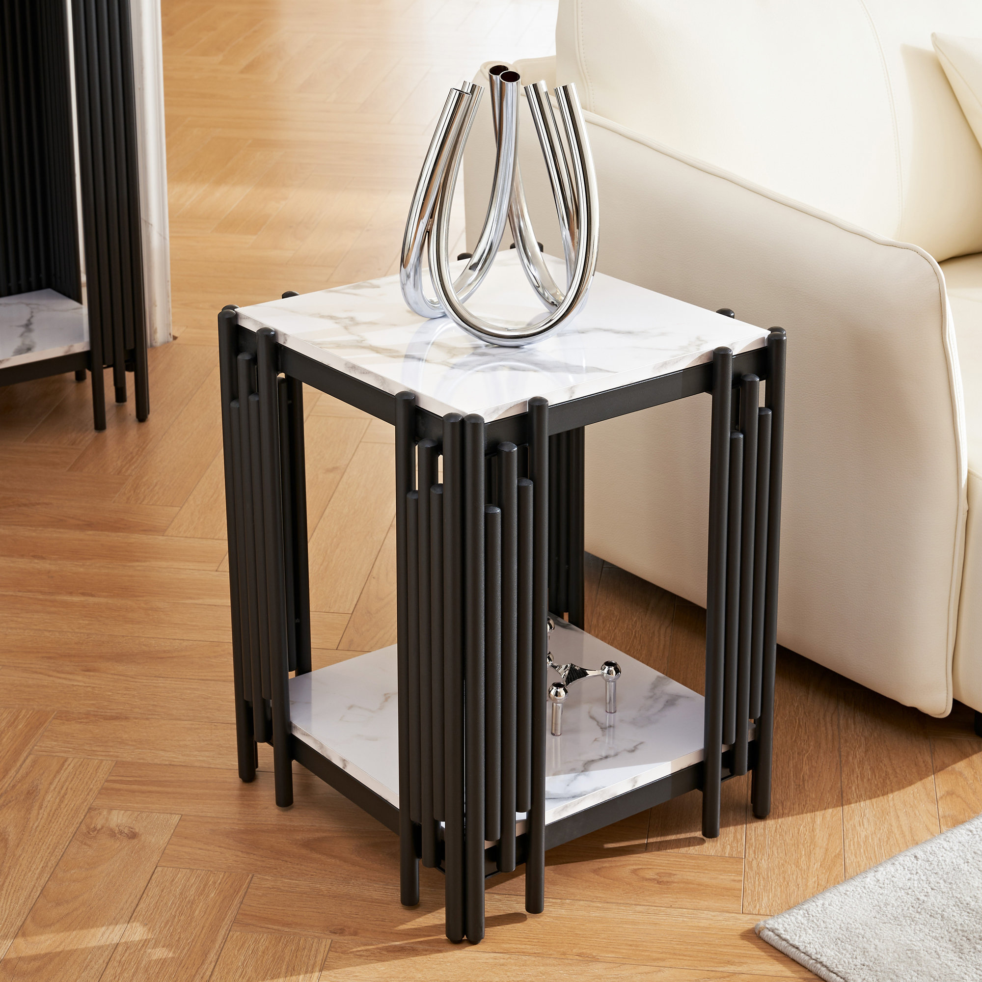 Mercer41 2-Tier Side Table, Faur Marbling End Table, Narrow Side Table ...