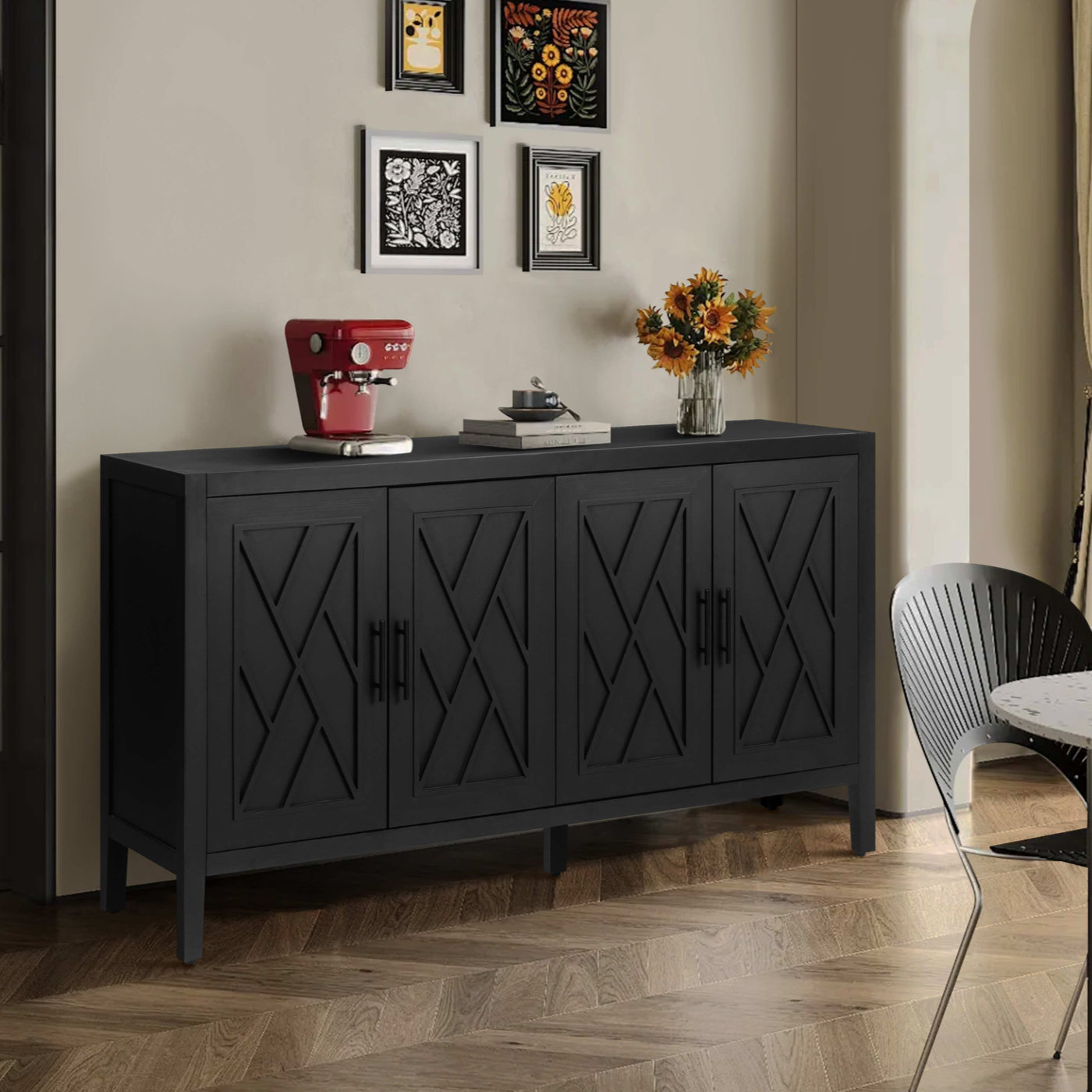 Buffet Console Table URTR 46 In. Antique Gray Rectangle Wood Console