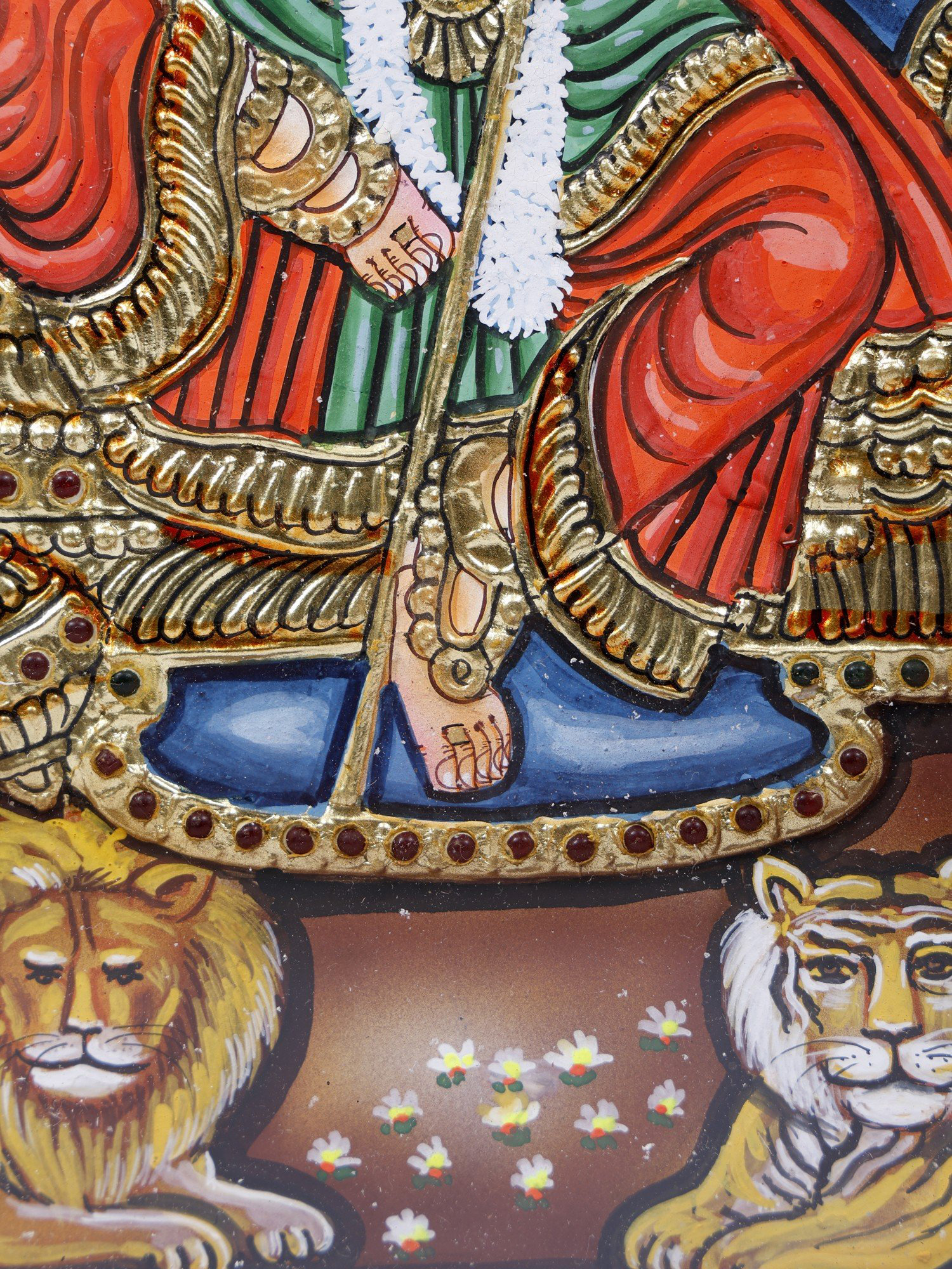 Exotic India Ten-Armed Goddess Durga Framed Tanjore Painting | 24 Karat ...