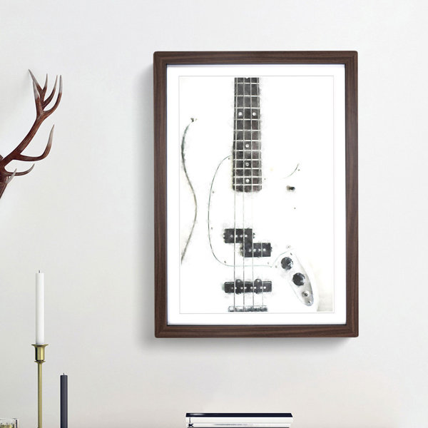East Urban Home White Bass Guitar - Picture Frame Painting Print ...