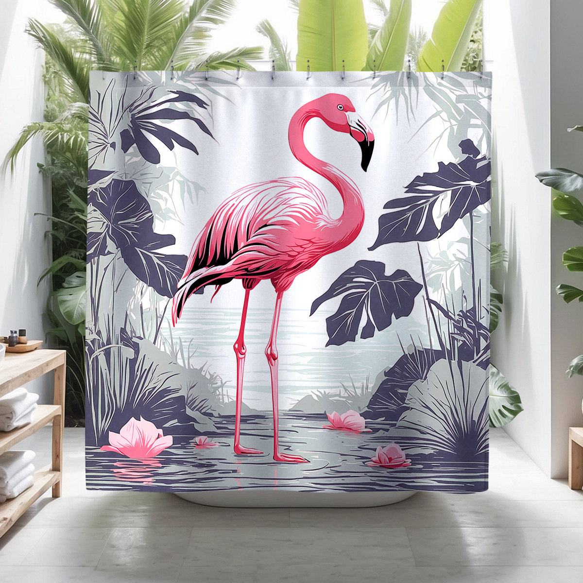 ULLI HOME Rideau de douche Brandon Flamingo - Wayfair Canada