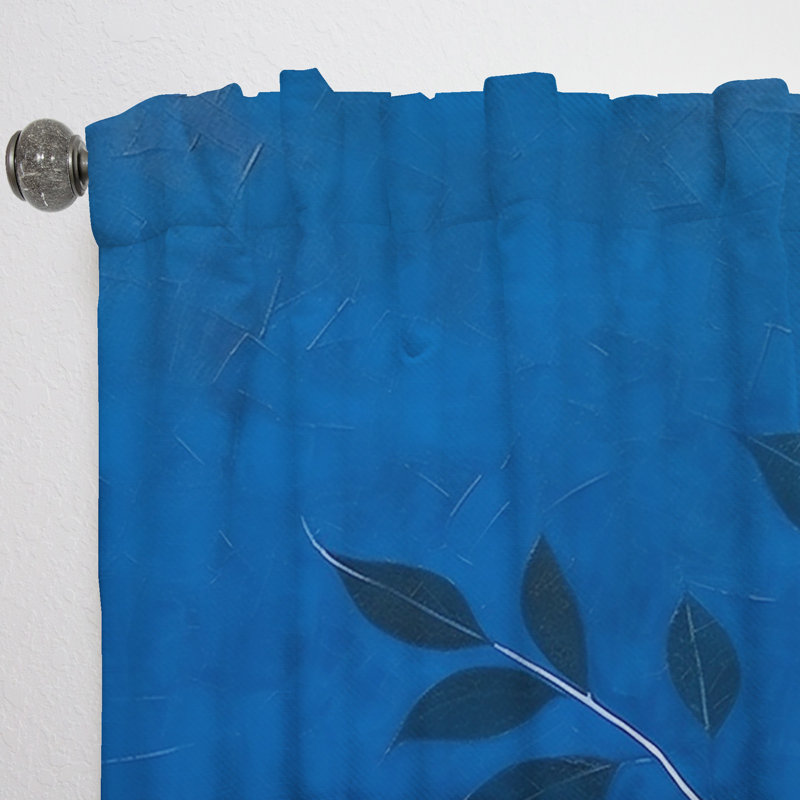 Design Art Blue Leaves Sapphire Silhouette II - Leaves Curtain - Room ...