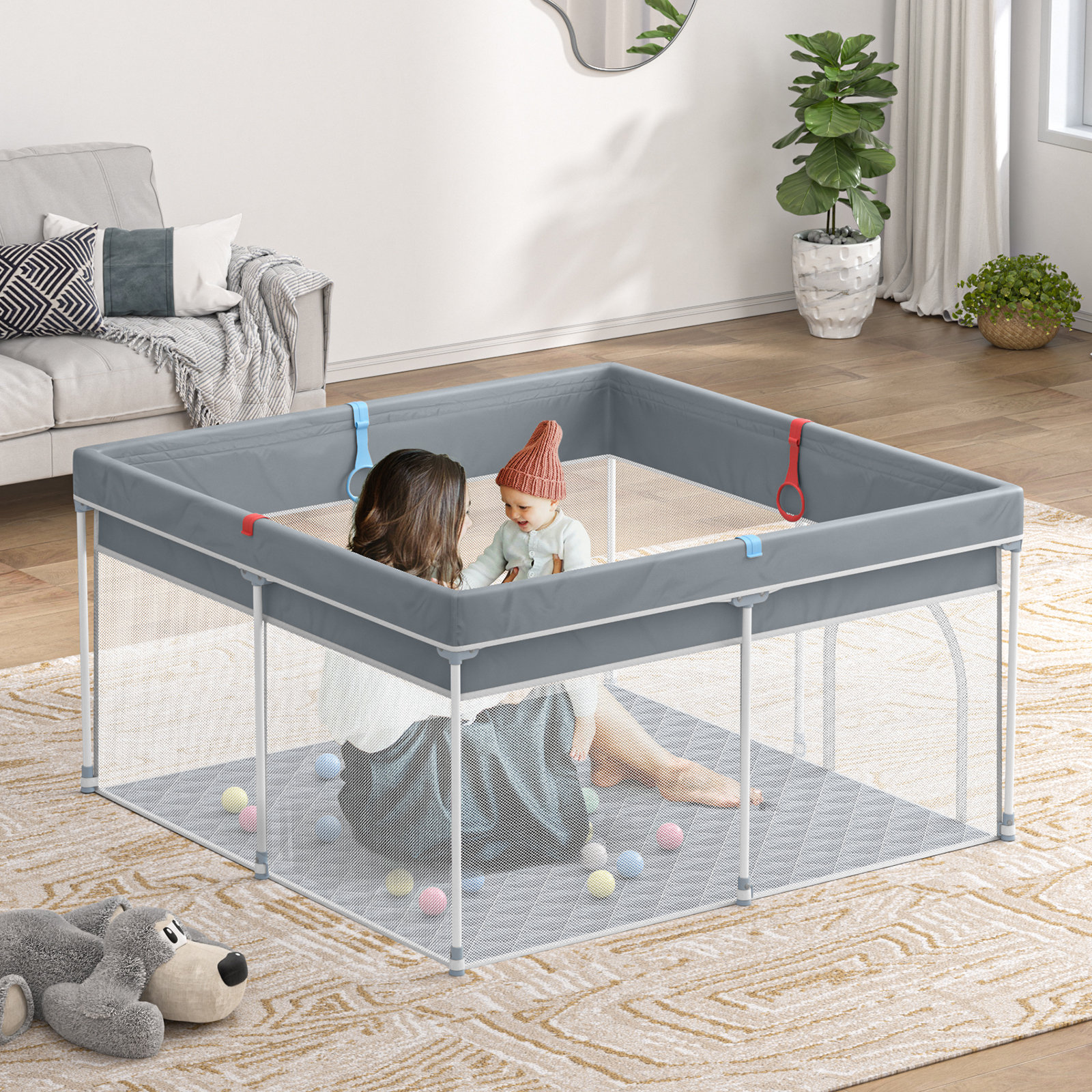 Symple Stuff Adaora Foldable Baby Playpen, Playpen for Babies ...