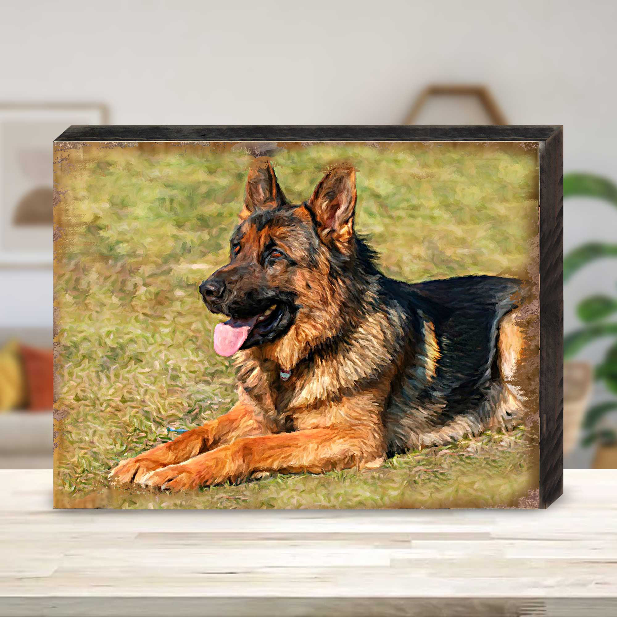 Designocracy Wall Block Collection German Shepherd Handcrafted Art Wall ...
