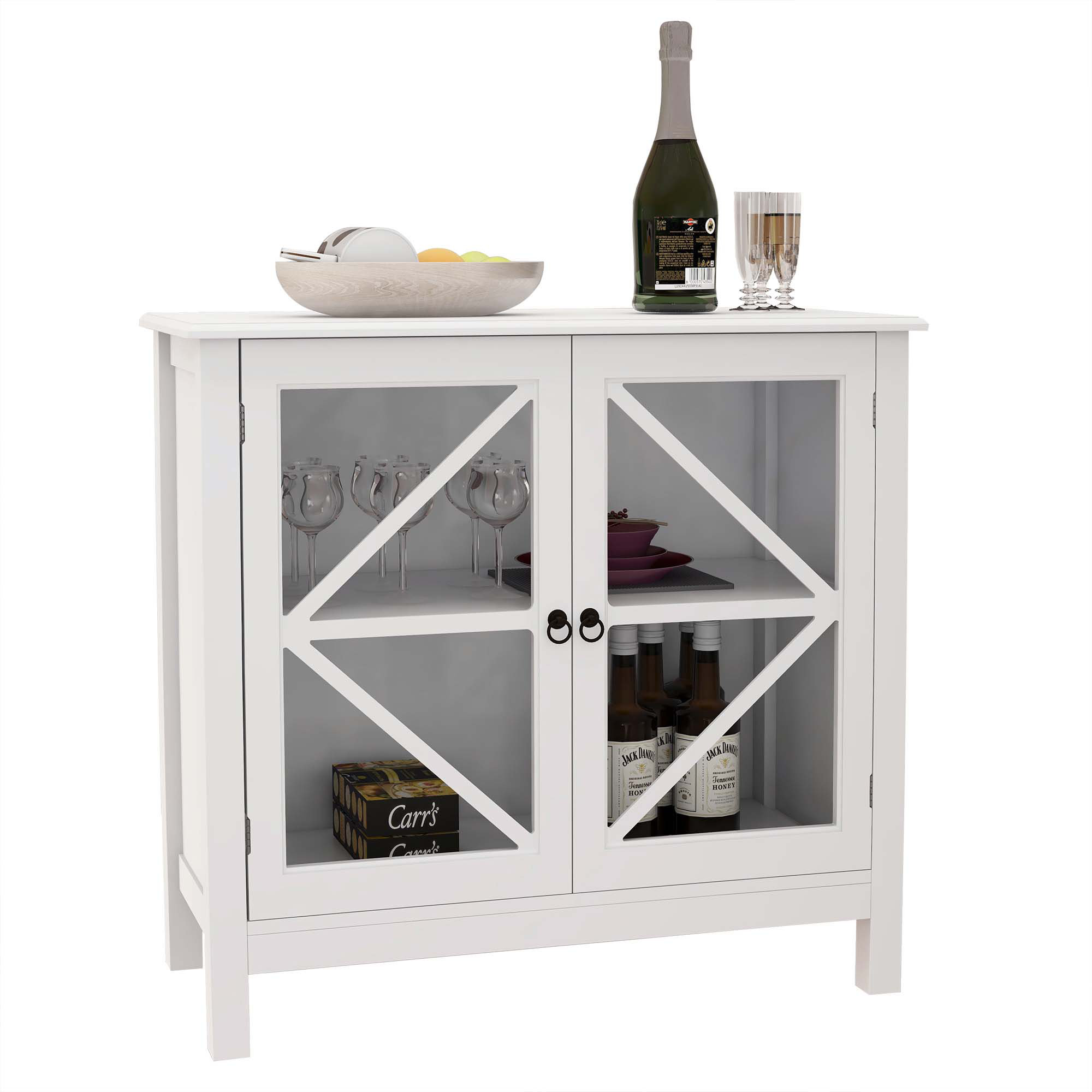 Breakwater Bay Kitchen Cabinet With Double Glass Doors | Wayfair